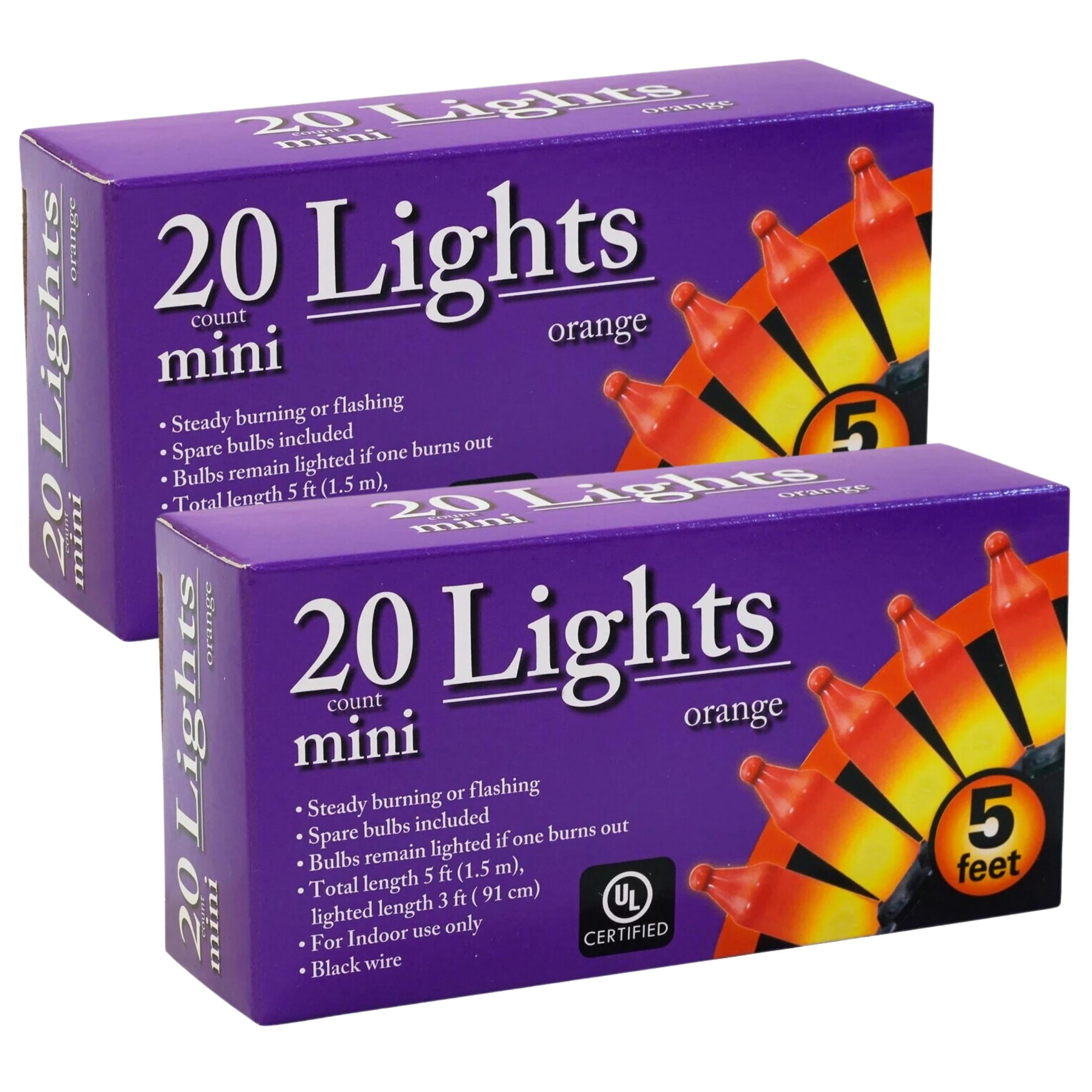 (2) Mini Orange Halloween String Lights for Indoor Home Bedroom ...