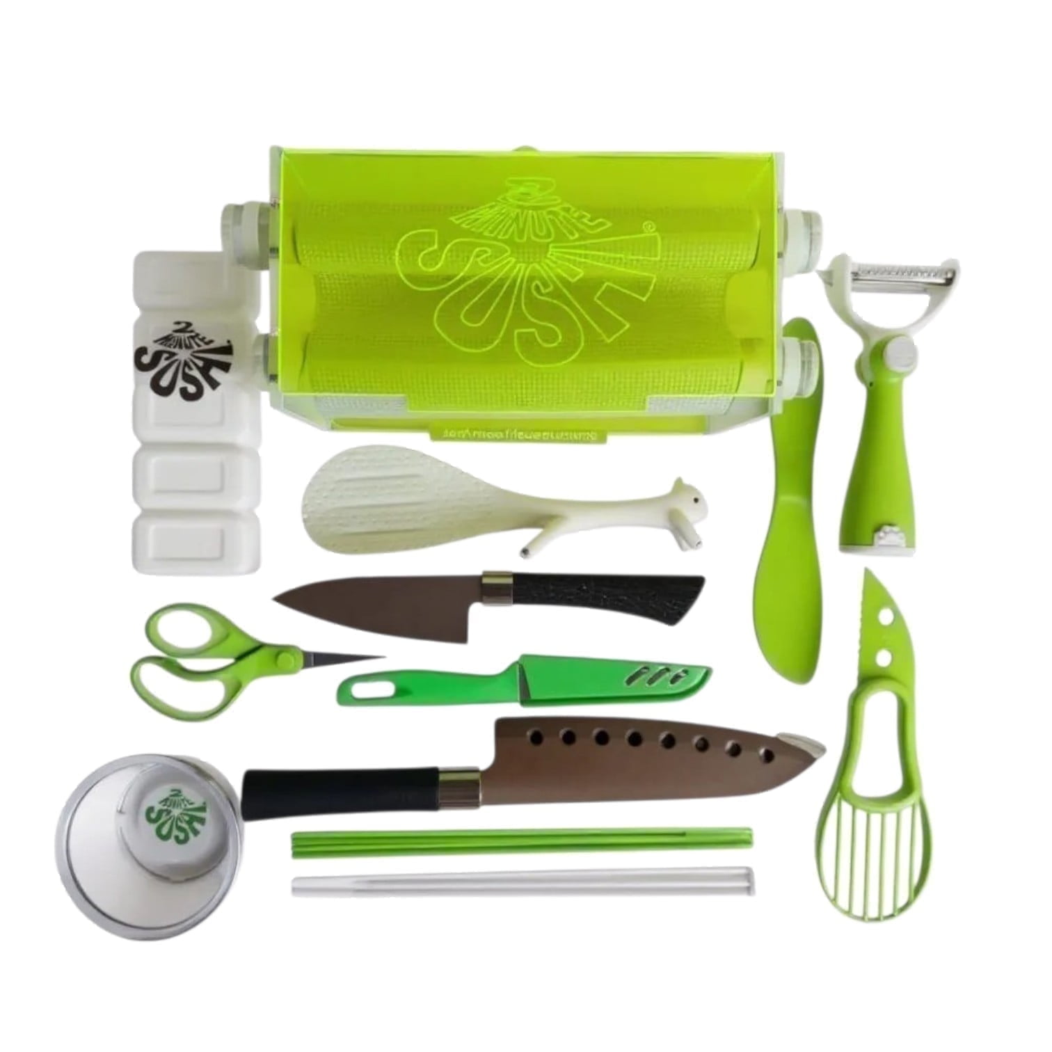 Sushi Making Kit with Built-In Tool Storage, 14 Pc. Sushi Rolling ...