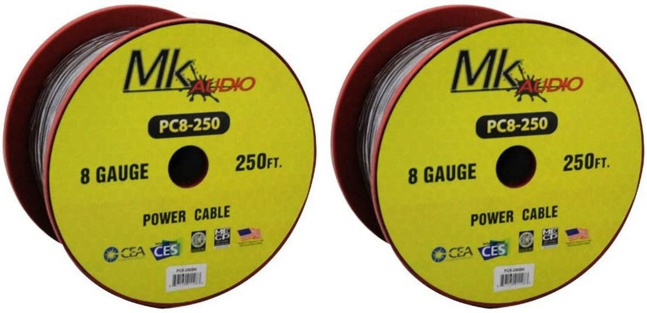 2 Mk Audio PC8-250BL 8 Gauge Blue Multi-Strand 250 Feet Power Ground ...