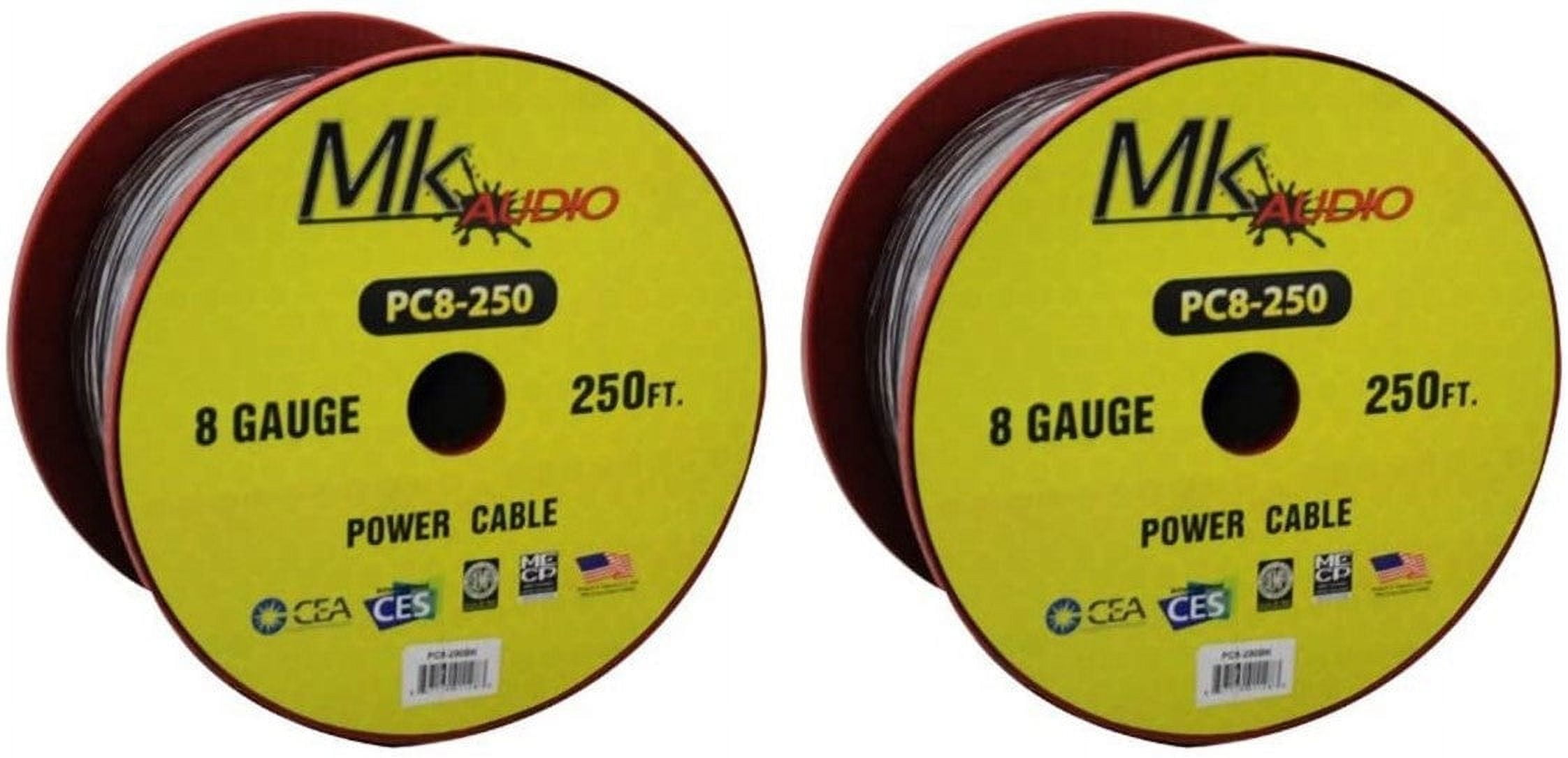 2 Mk Audio PC8-250RD 8 Gauge Red Multi-Strand 250 Feet Power Ground ...