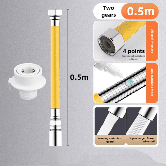 2 Mode Faucet Extension Extender Adjust Stainless Steel Water Tap Pipe ...