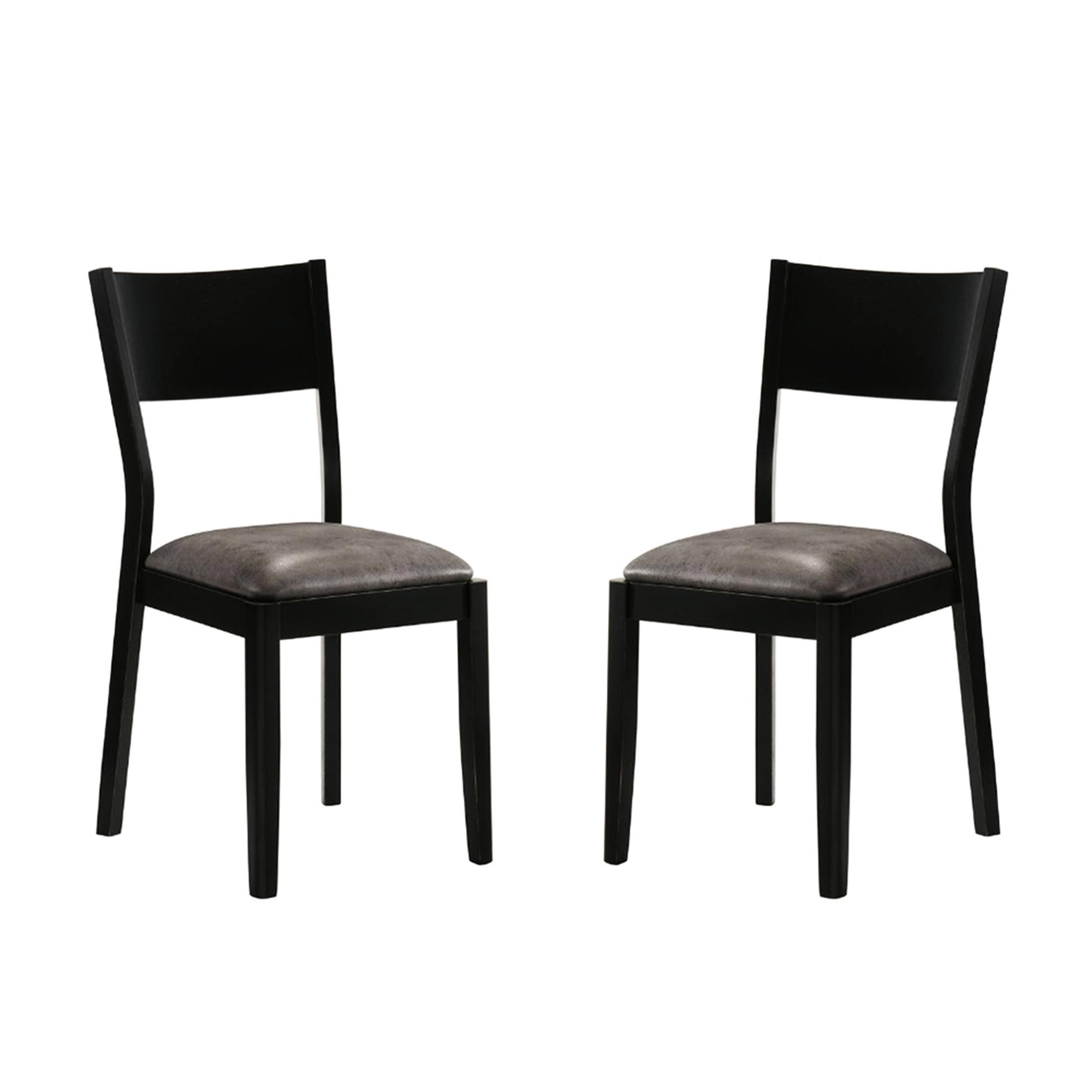 2 Modern Dining Chairs In Black And Gray, Angled Back Rest, , Round ...
