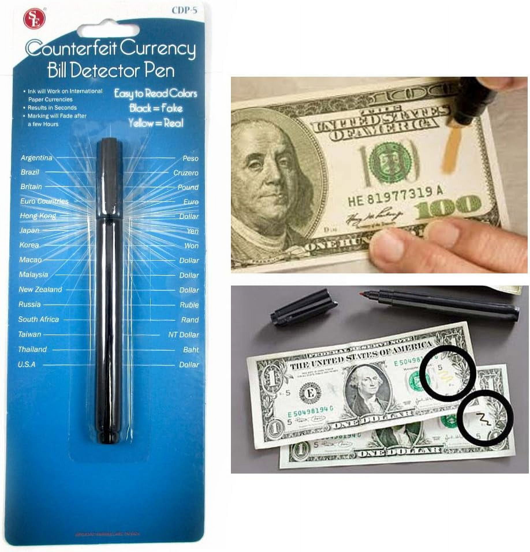2 Money Pen Counterfeit Bill Tester Marker Detection Fake Currency Note ...