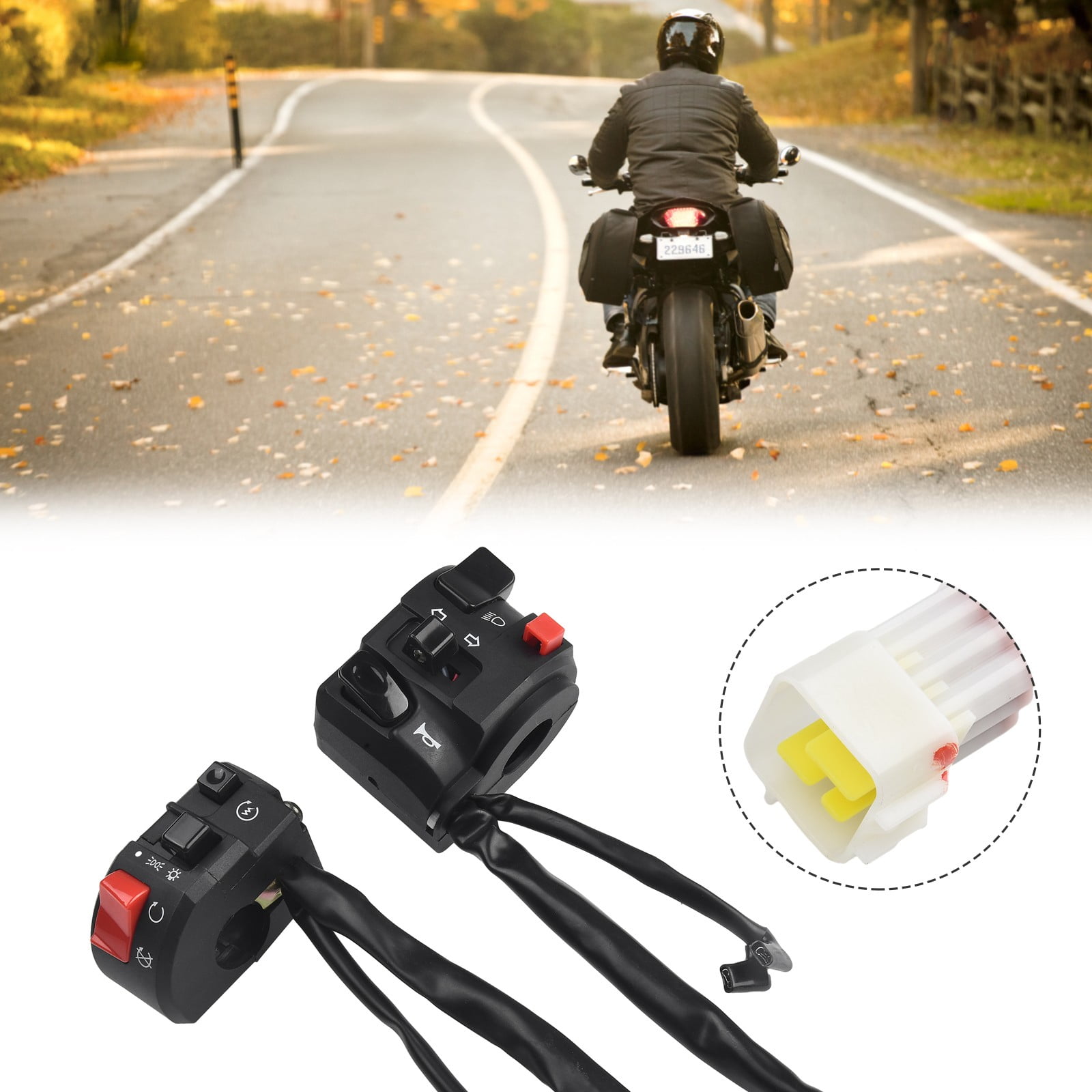 2×Motorcycle Handlebar Control Switch 7/8\" Left & Right Horn Turn ...