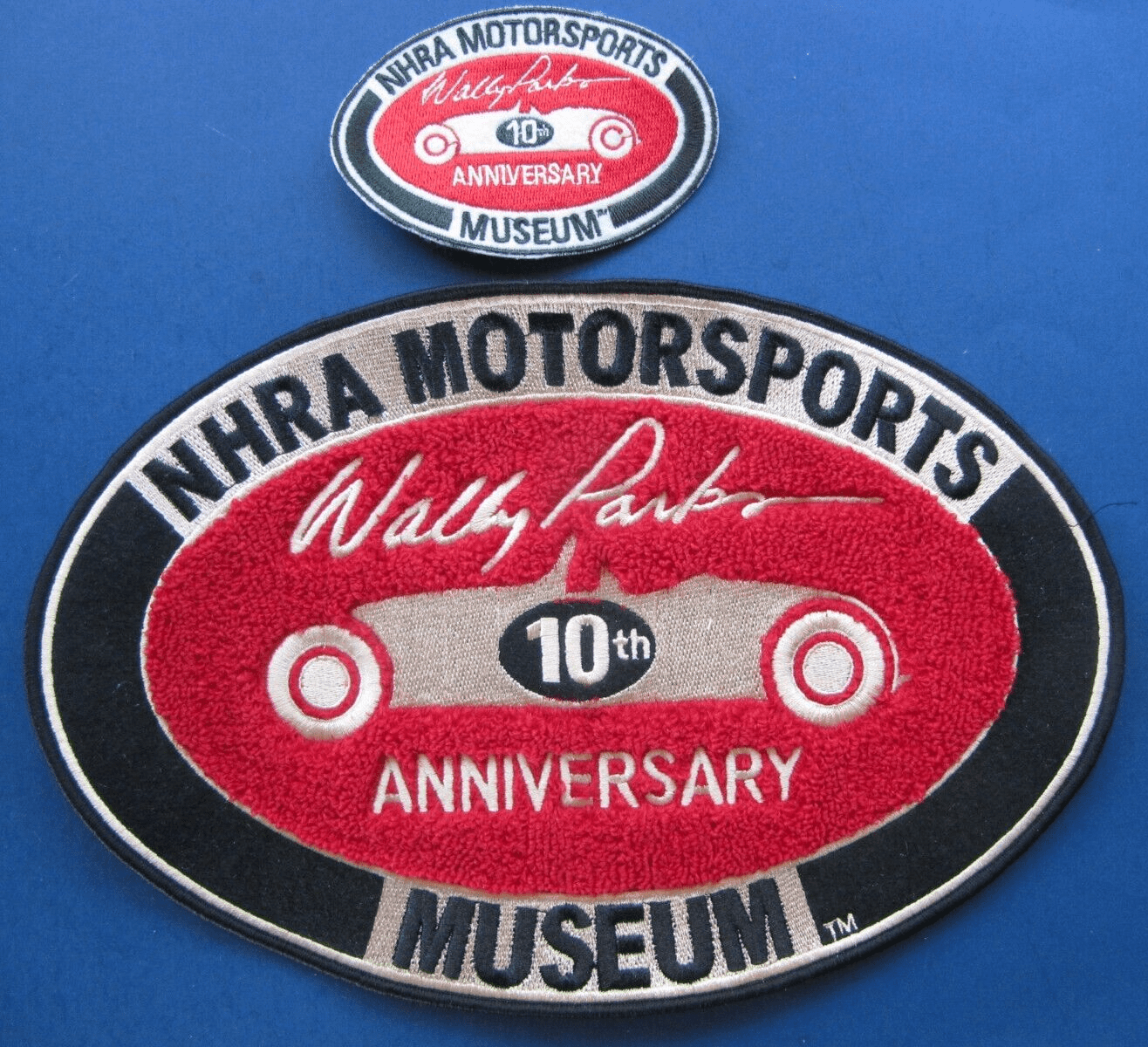 2 NHRA WALLY PARKS MOTORSPORTS MUSEUM PATCHES, LARGE, for Custom Race ...