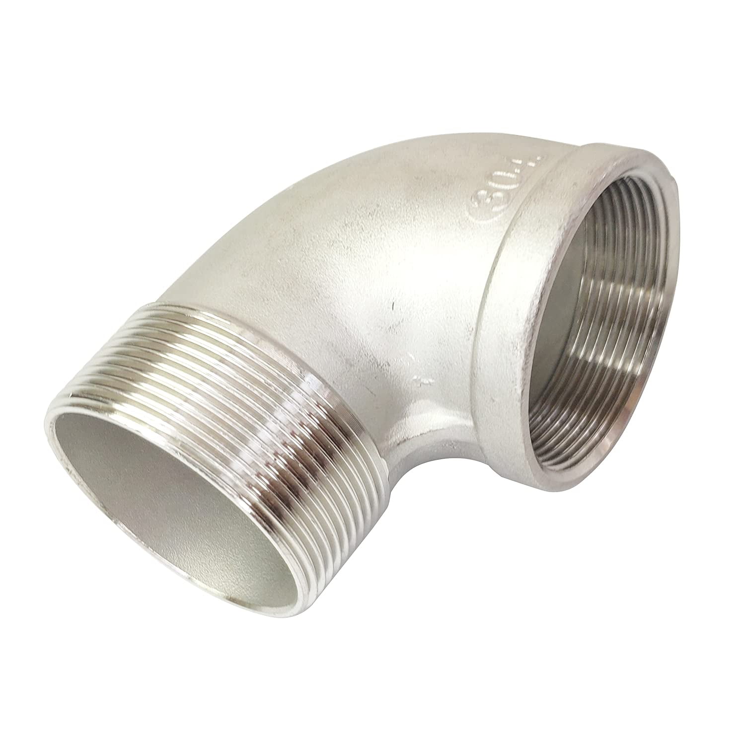2" NPT Female x 2" NPT Male 90 Degree Street Elbow Stainless Steel 304 Threaded Cast Pipe ...