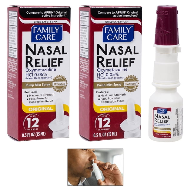 2 Nasal Relief Pump Spray Mist Decongestant 12 Hour Allergy Sinus Max ...