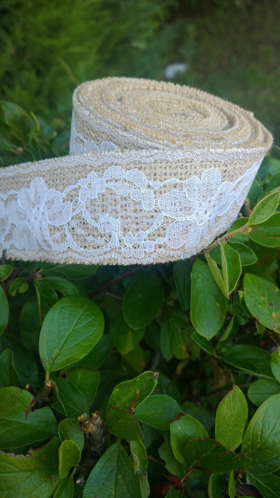 2 Natural Burlap Ribbon W 2 White Lace 5 Yards Made In Usa-, - Walmart.com