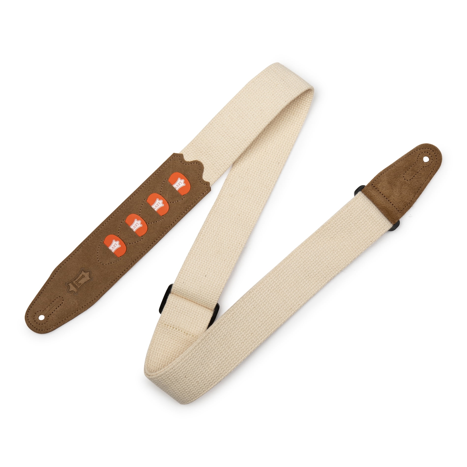 2" Natural Cotton Pick Holder strap with extended Natural Suede ends ...
