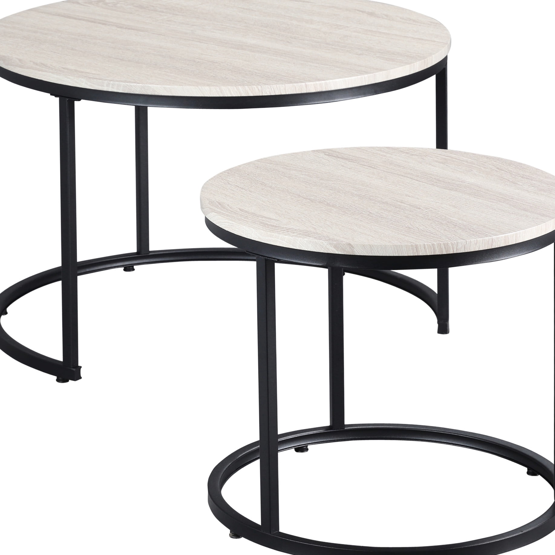 Of 2 Nesting Coffee Tables, Grey. Metal Frame Round Table For Living ...