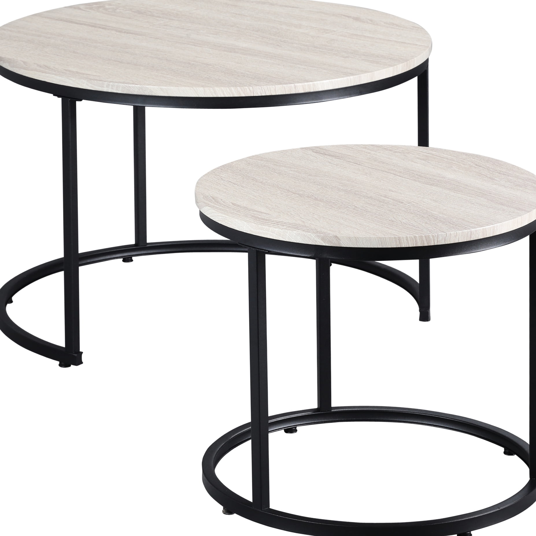 2 Nesting Tables, Grey. Metal Legs Coffee Table For Living Room. Side ...