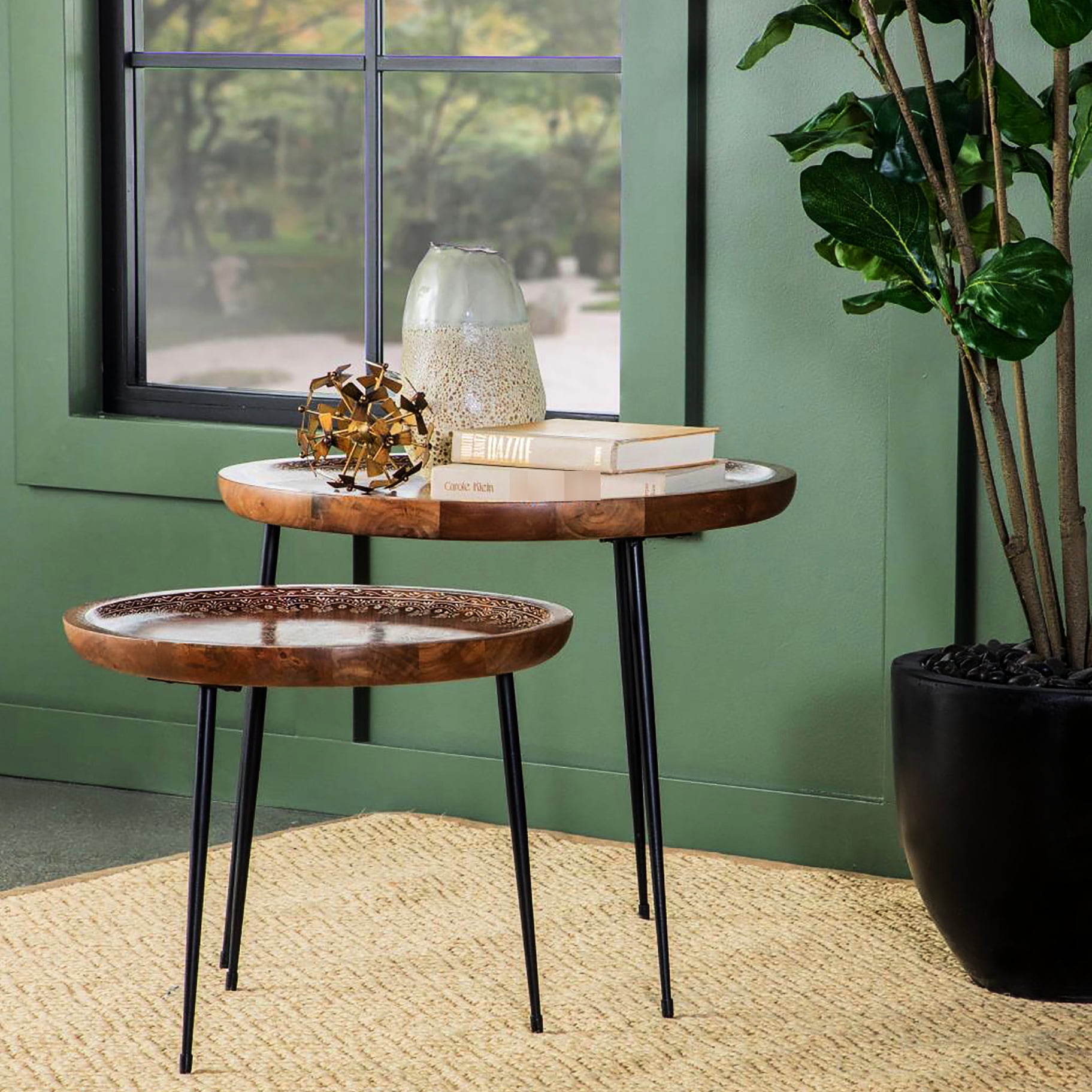 2 Nesting Tables, Honey And Black, Bohemian Aesthetics, Stable Base ...
