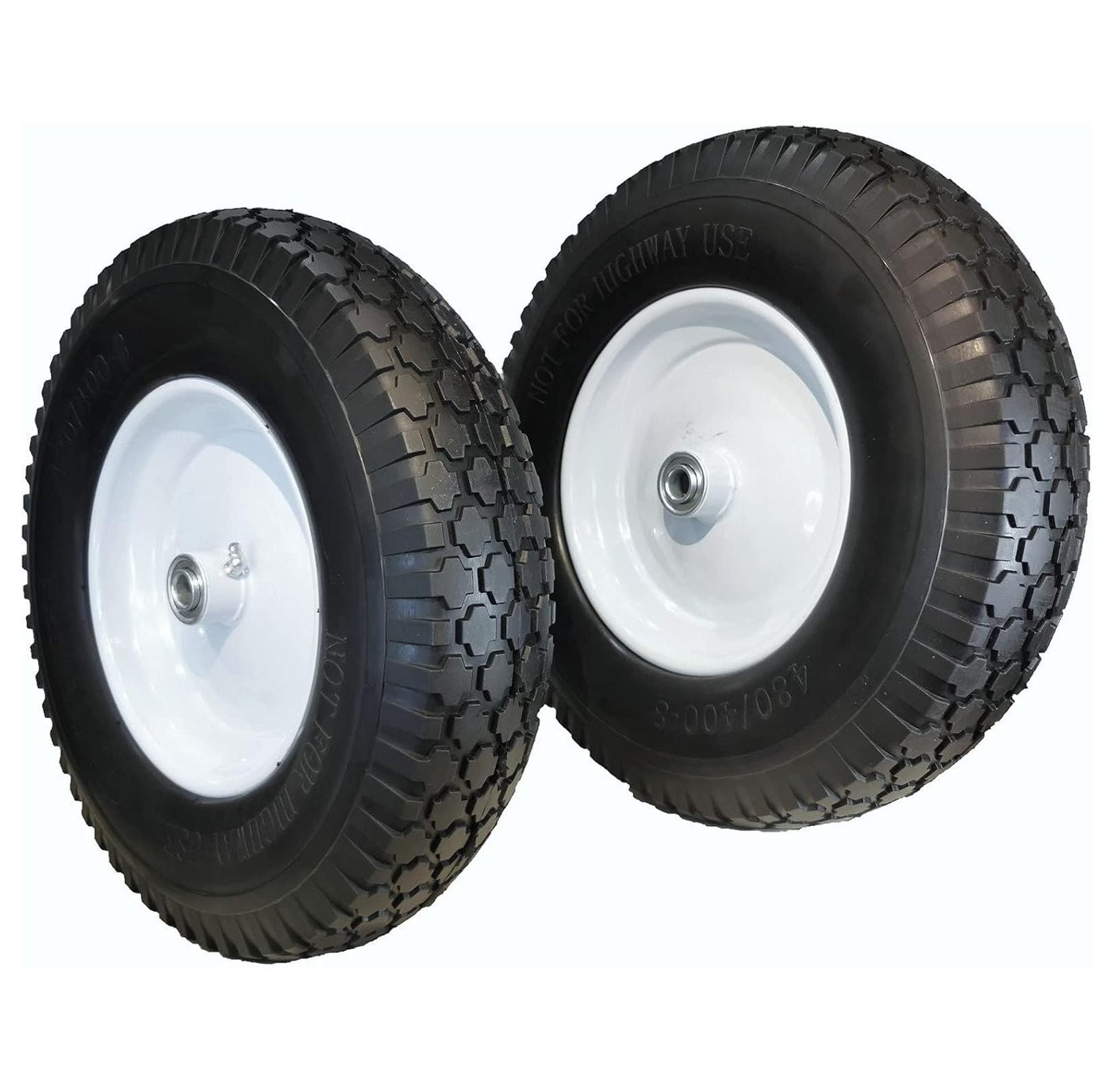 2 New 4.80/4.00-8 Flat-Free Wheelbarrow Cart 16" Universal Black Cross ...