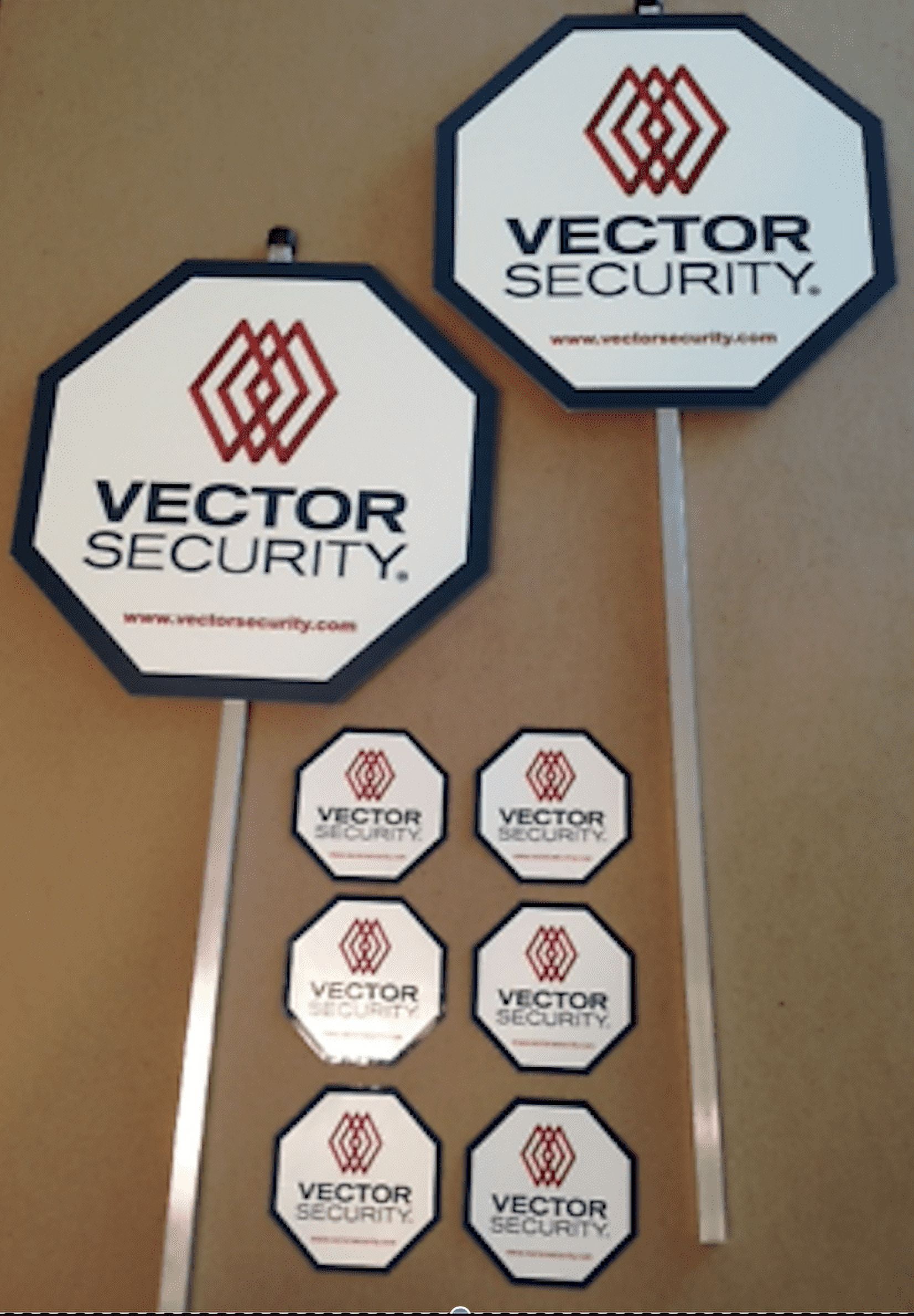 2 Reflective Vector Security Yard Signs, 30" Outdoor Aluminum Stakes ...