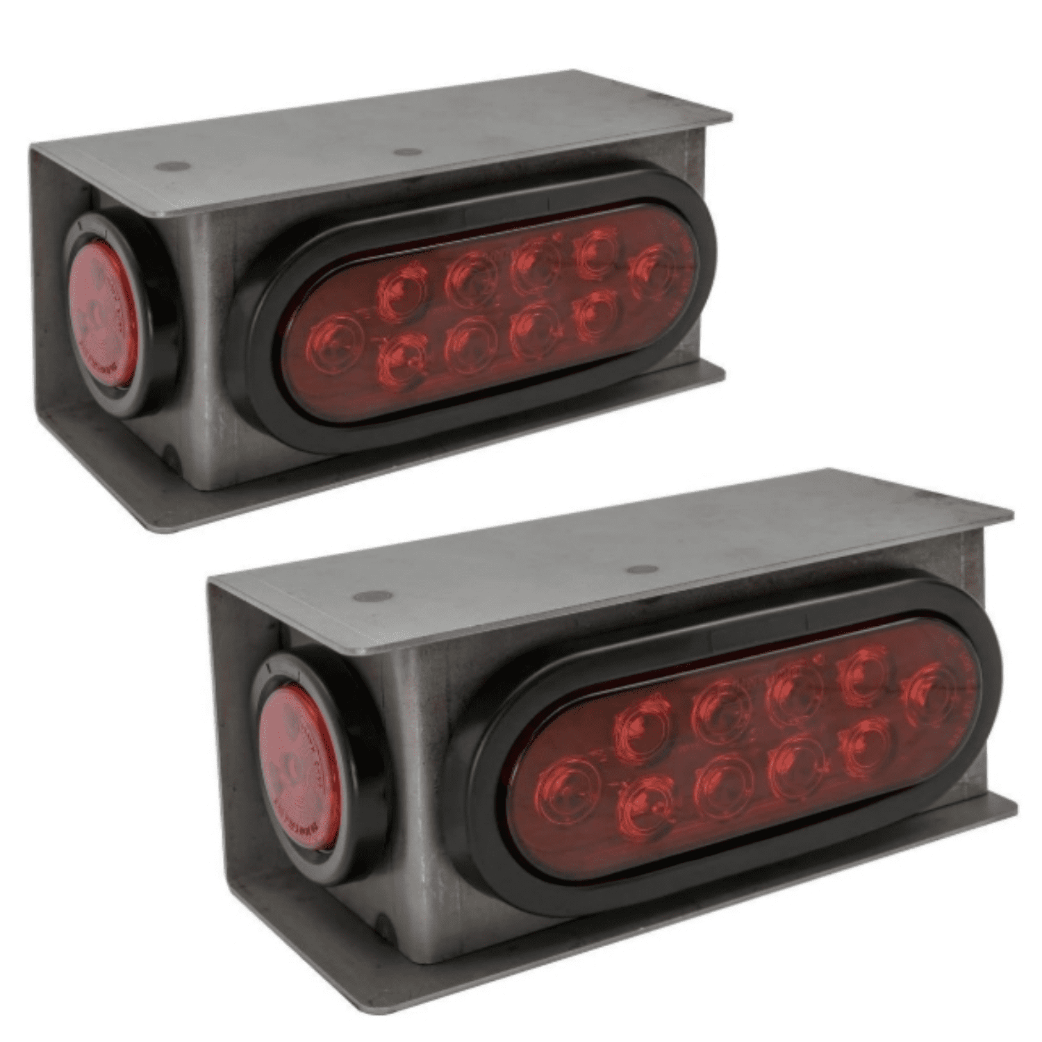 2 New Trailer Truck Steel Housing Box with Oval Tail Light & Round ...