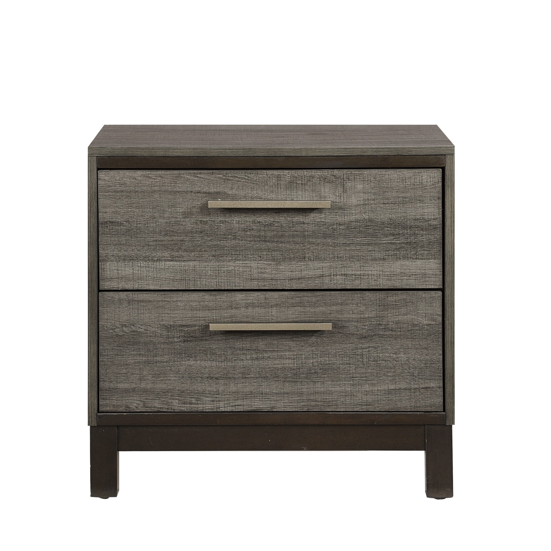 2 Nightstand For Bedroom, Contemporary Finish & Antique Brass Modern With 2 Drawers, Two-tone ...