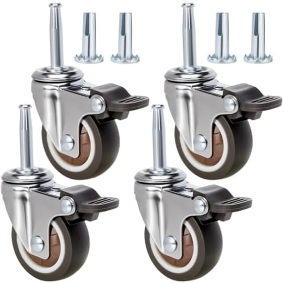 2" Non-Marring Rubber Caster Wheels 4- | 5/16" x 1-1/2" (8x38mm) with ...