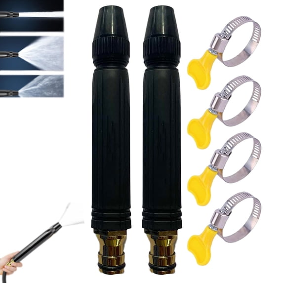 2 Nozzles and 4 Clamps High Pressure Flushing Set, Powerful Car Wash ...