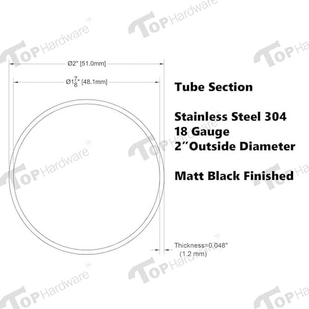 2" OD - Matt Black Finish Stainless Steel Round Tubing 304 Grade - 18 ...