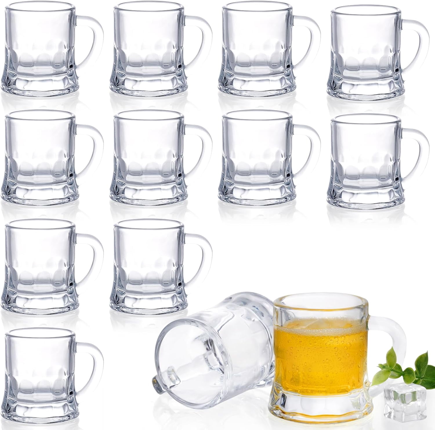 2 OZ Mini Beer Mug Shot Glasses with Handles, Mini Beer Shot Glass for ...