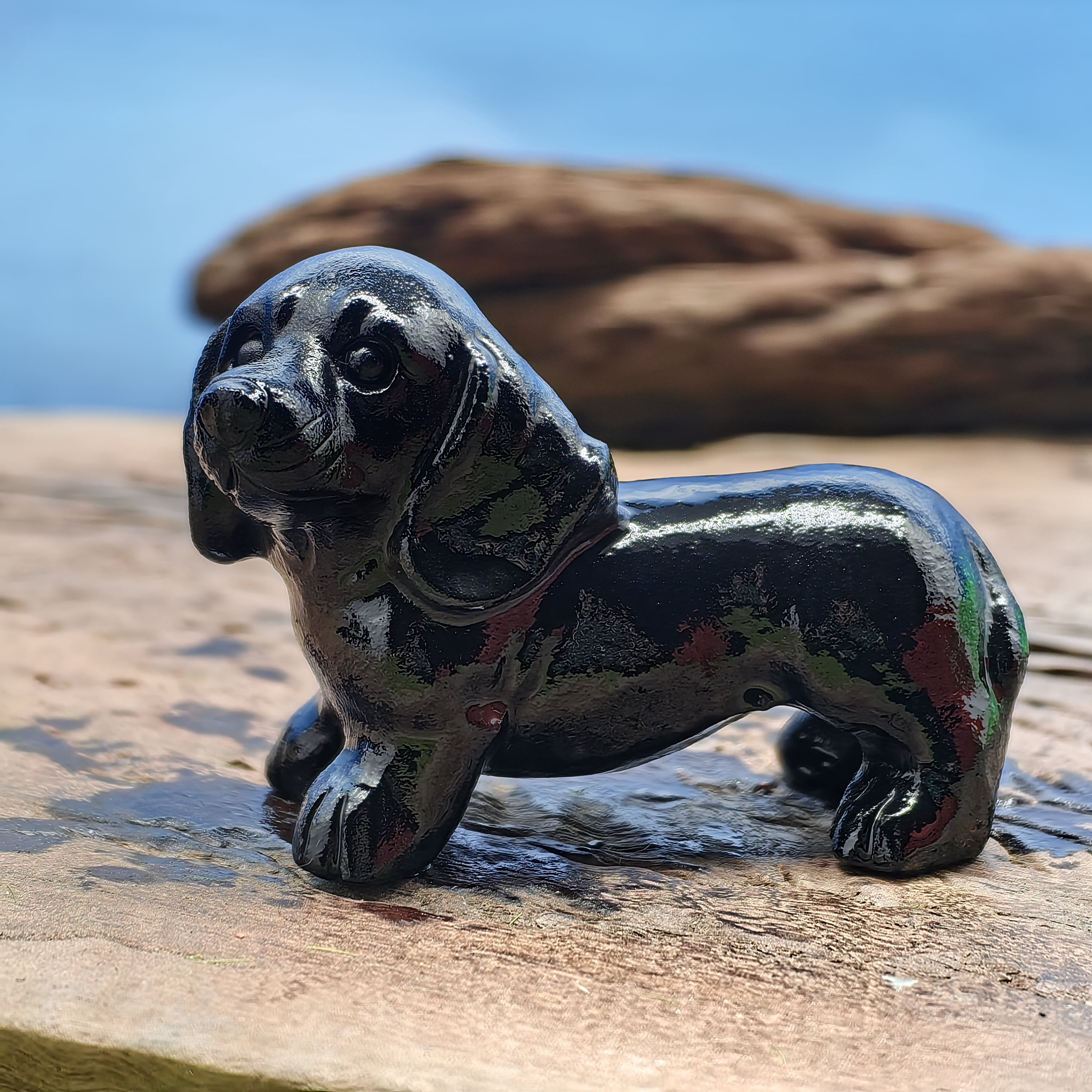2"Obsidian Dog Crystal Figurines Home Decor,Hand-Carved Healing ...