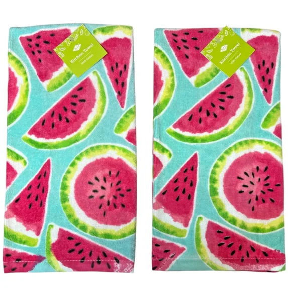 2 Of The Same Printed Cotton Kitchen Towel 16” X 26” Watermelon Slices ...