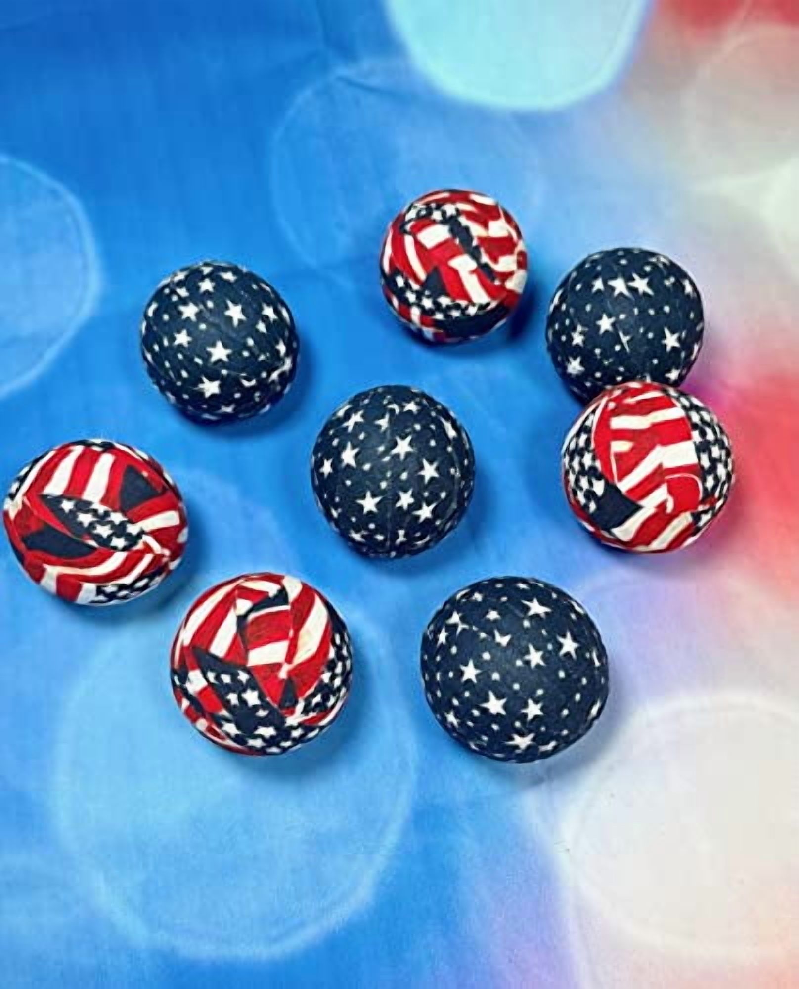 2” Old Glory Fabric Wrapped Patriotic Balls- red white blue bowl filler ...