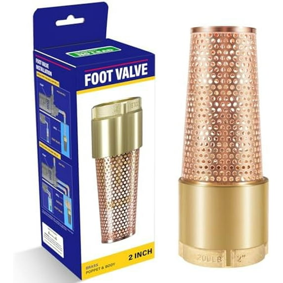 2" One-Way Foot Valve, No-Lead Brass With ZEBRA MUSSEL Strainer to ...