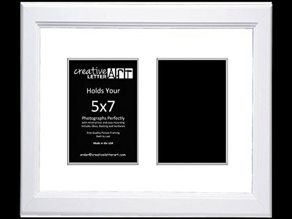 2 Opening Glass Face White Picture Frame to hold 5 by 7 inch ...