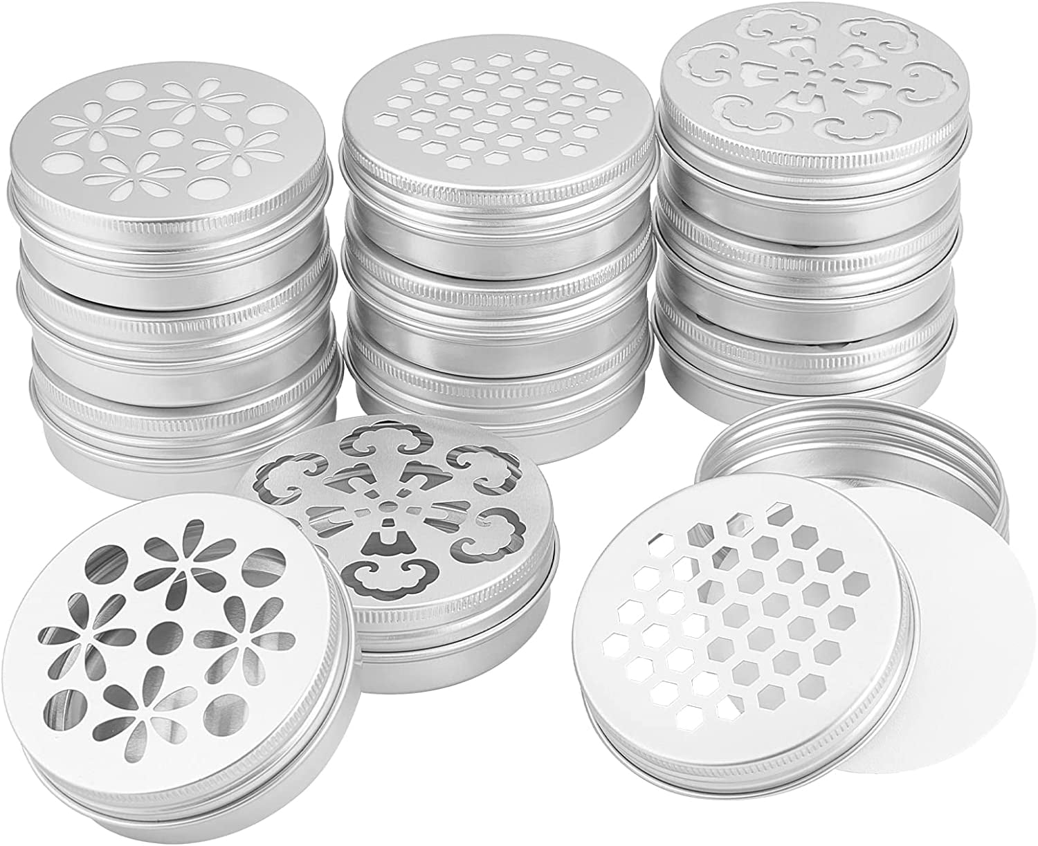 2 Ounce Aluminium Tins 12pcs 3 Styles Empty Storage Containers with ...