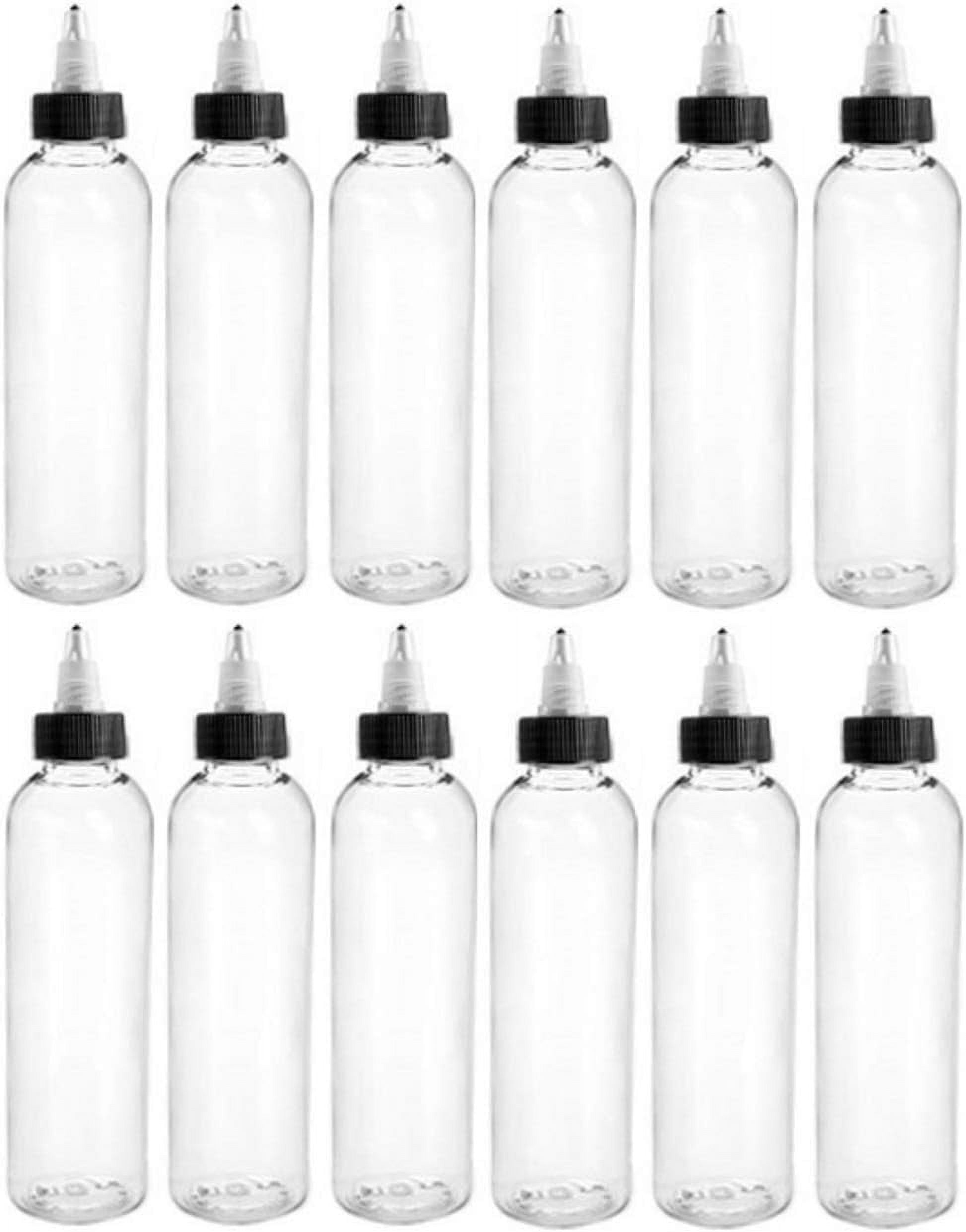 2 Ounce Round Bottles, PET Plastic Empty Fillable BPA-, with Black ...