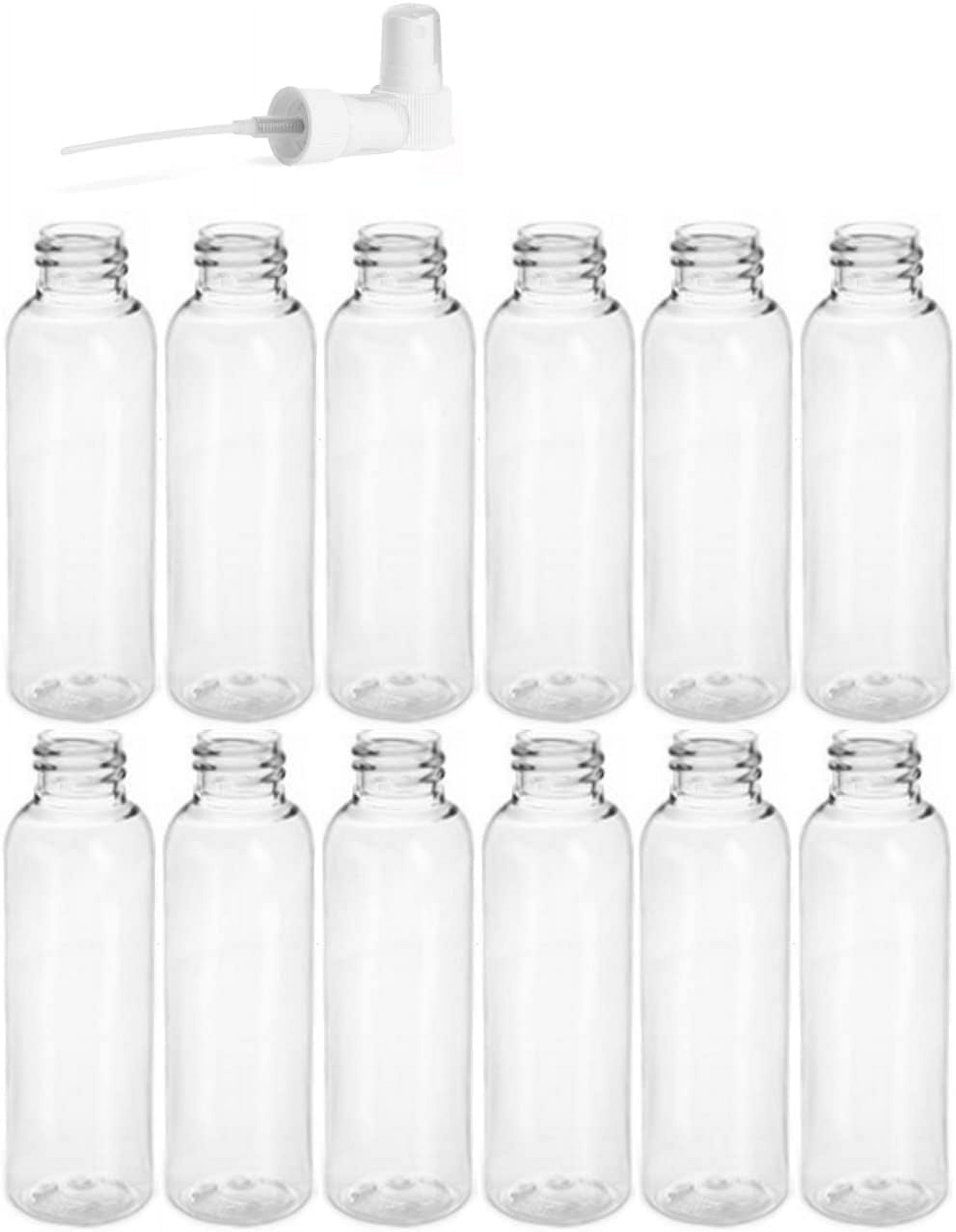 2 Ounce Round Bottles, PET Plastic Empty Fillable BPA-, with White ...