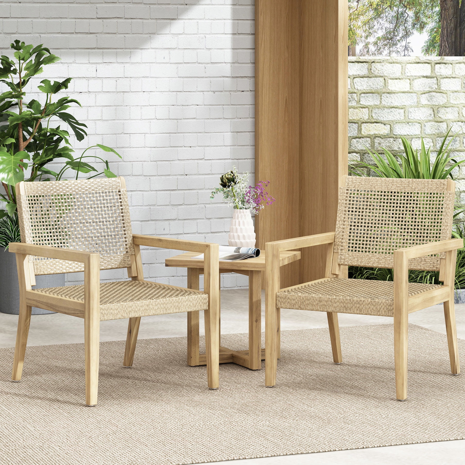 2 Outdoor Club Chairs | Transitional Design for Backyard | Acacia Wood ...