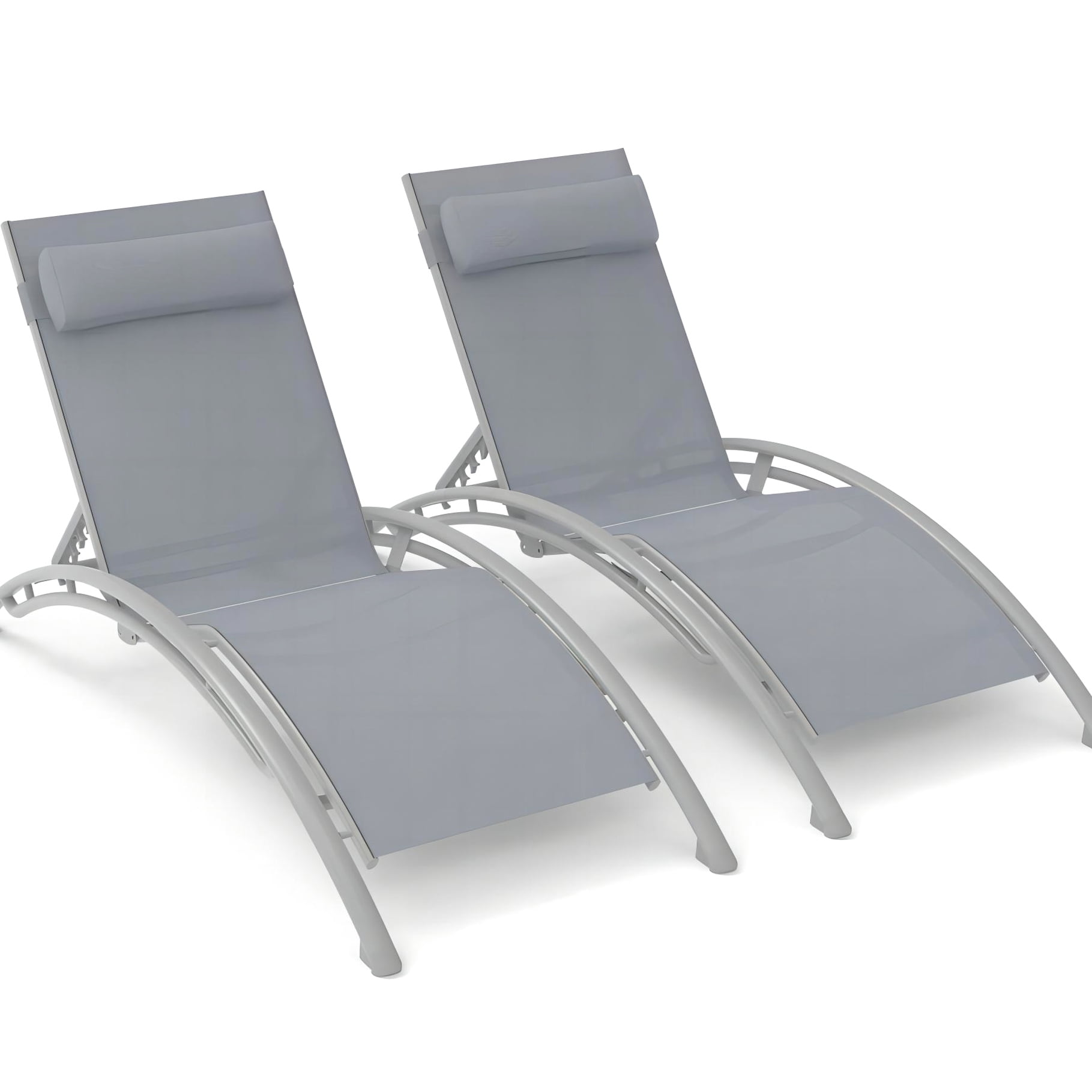 2 Outdoor Lounge Chairs: Adjustable , Removable Pillow. Rustproof ...