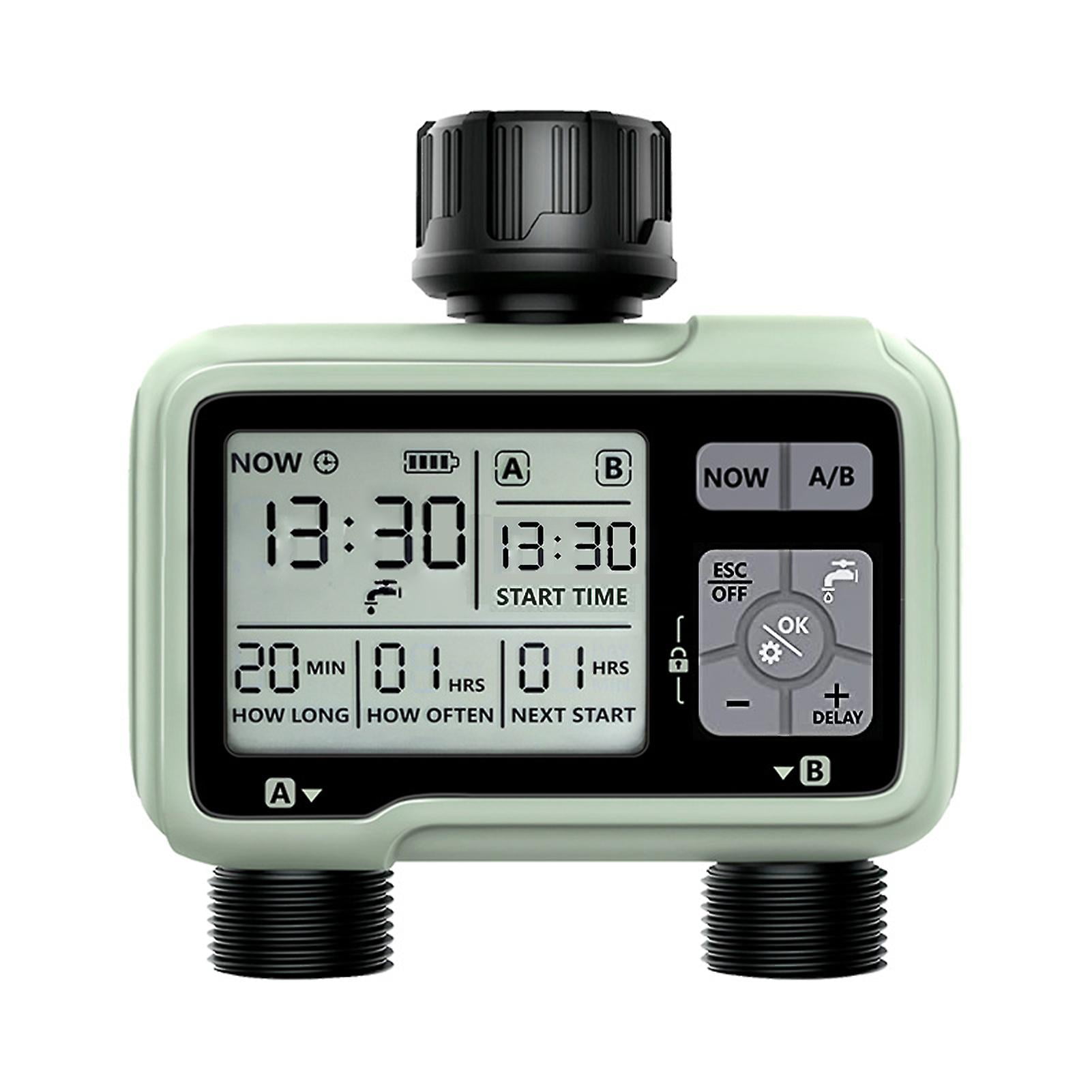 2-Outlet Digital Water Timer IPX5 Waterproof Programmable Garden ...