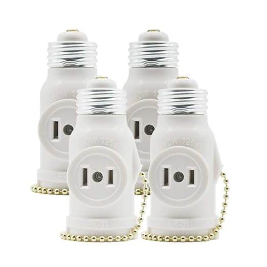 2 Outlet Light Socket Adapter,E26 Bulb Socket to Outlet Splitter ...