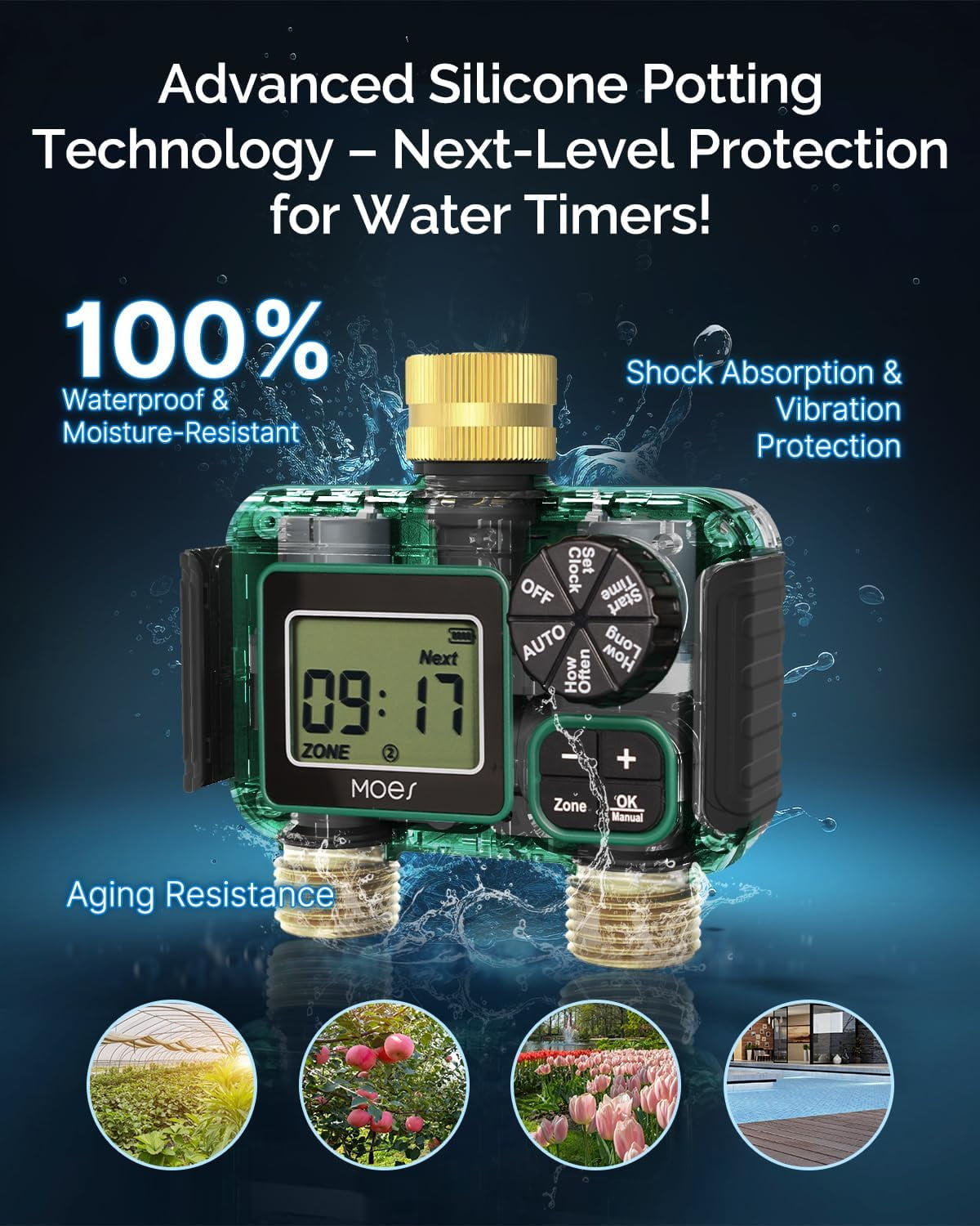 2 Outlet Sprinkler Timer, Brass Inlet & Outlet, Programmable Automatic ...