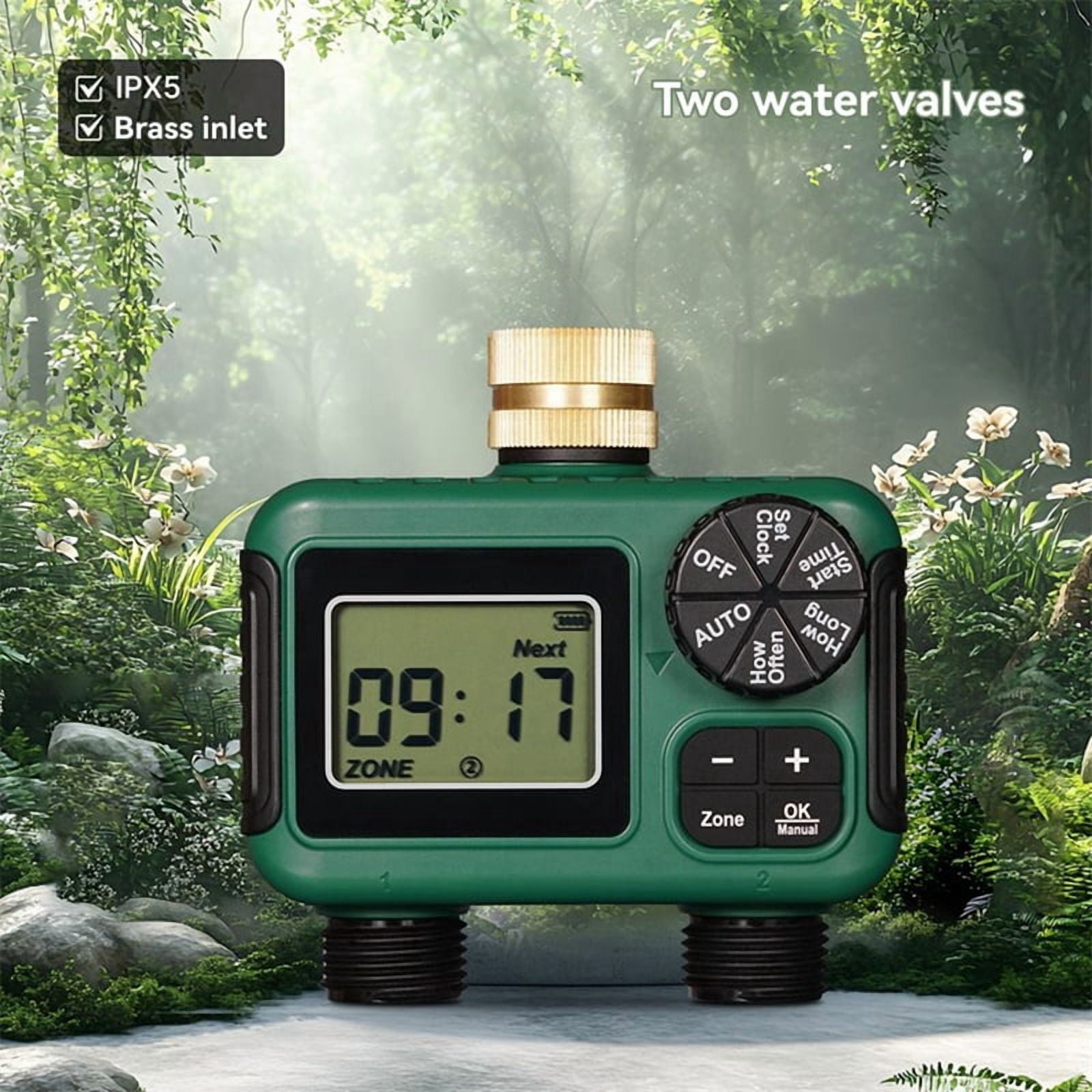 2 Outlet Water Timer Sprinkler Timer IP55 Waterproof Irrigation ...