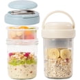 2 Overnight Oats Containers with and Handles, Folding Spoons & Divided ...