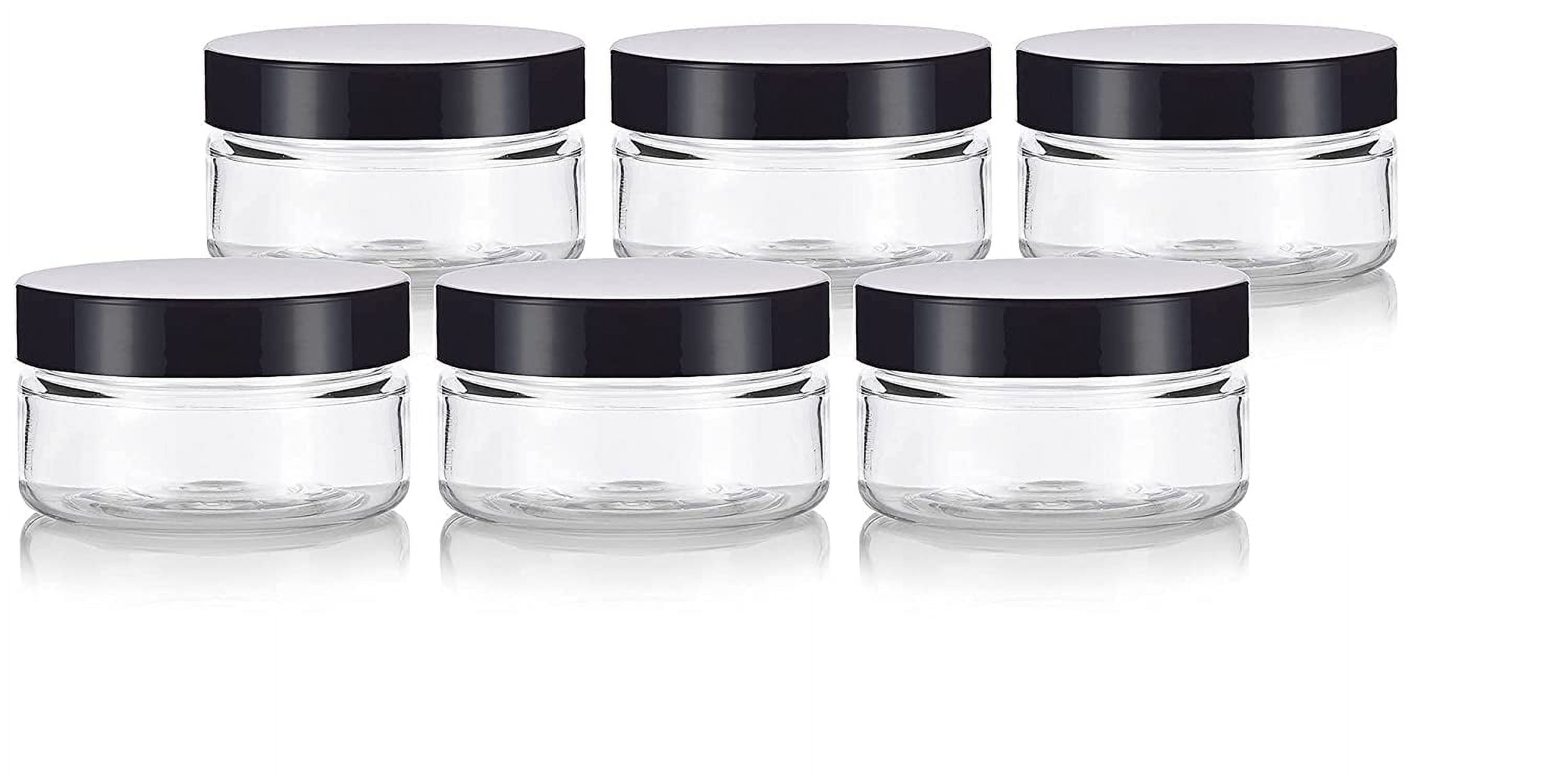 2 oz / 60 ml Clear PET Plastic Low Profile Jar with Black Smooth Lids ...