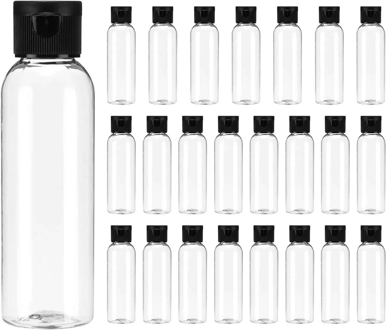 2 Oz Plastic Bottles with Flip Caps, 24 Pcs Reusable Travel Size ...
