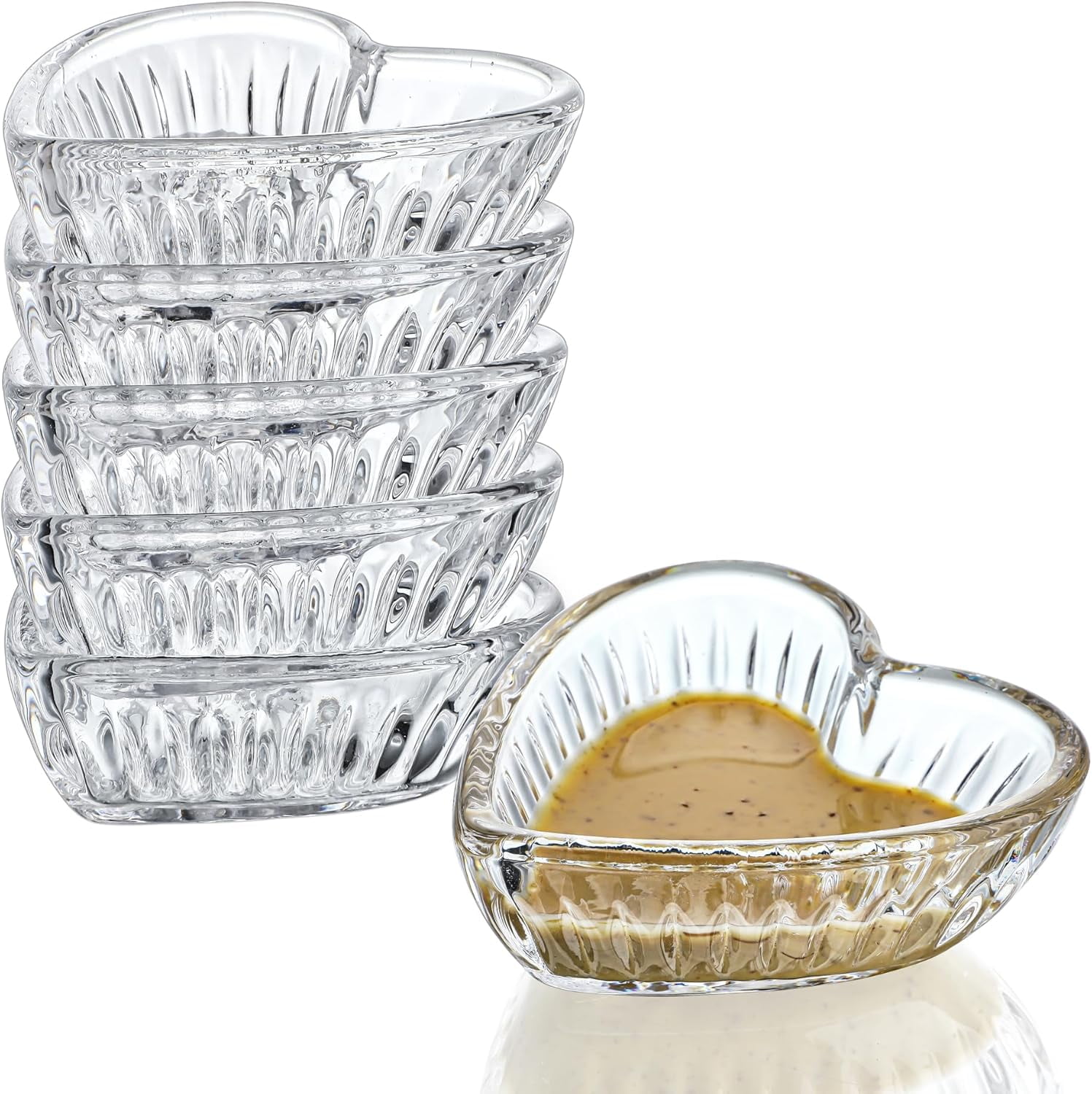 2 Oz Set of 6 Clear Glass Dipping Bowls Set, Crystal Condiment Dishes ...
