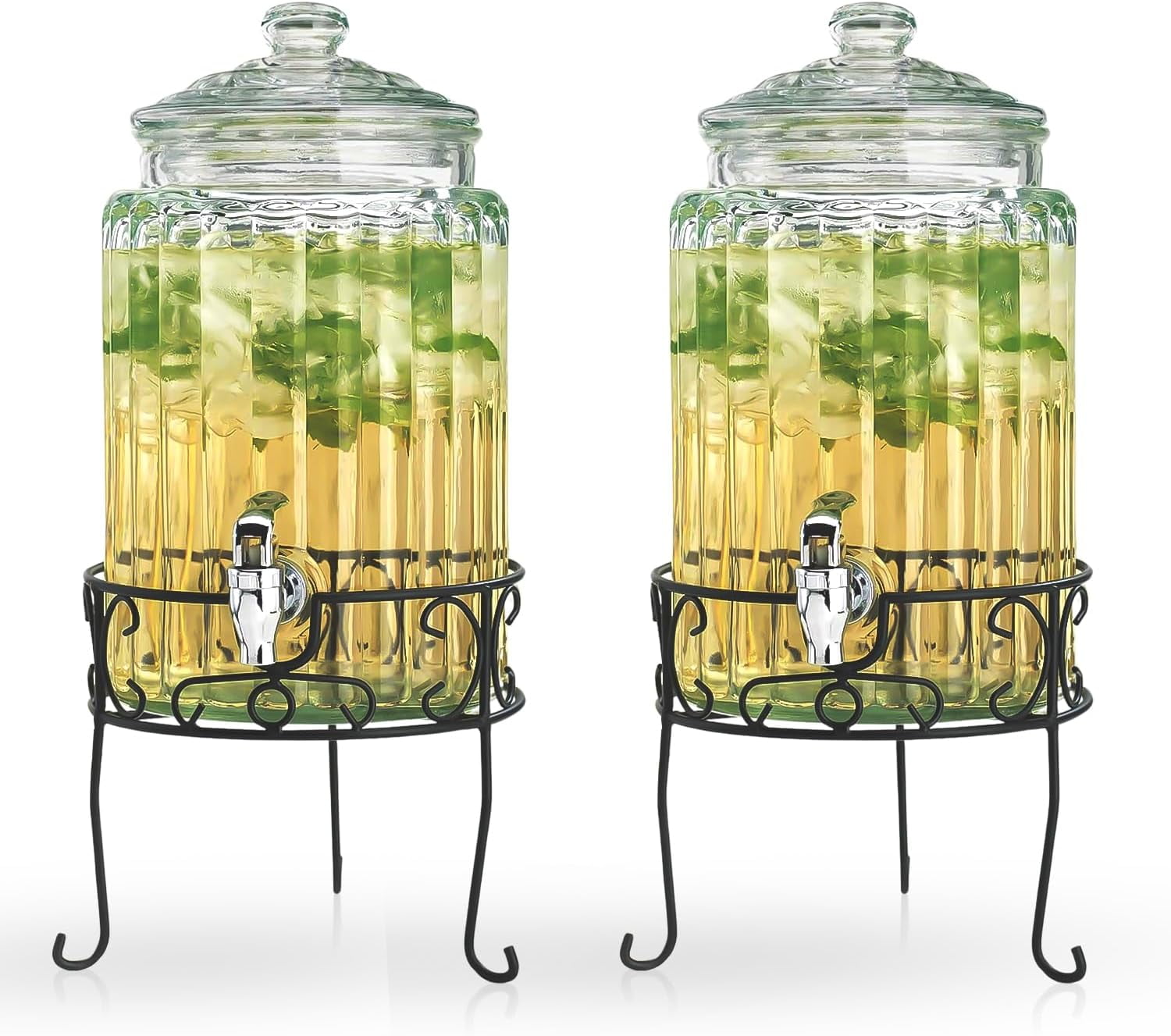 2 PACK 1.5 Gallon Drink dispenser, Glass Beverage Dispenser With ...