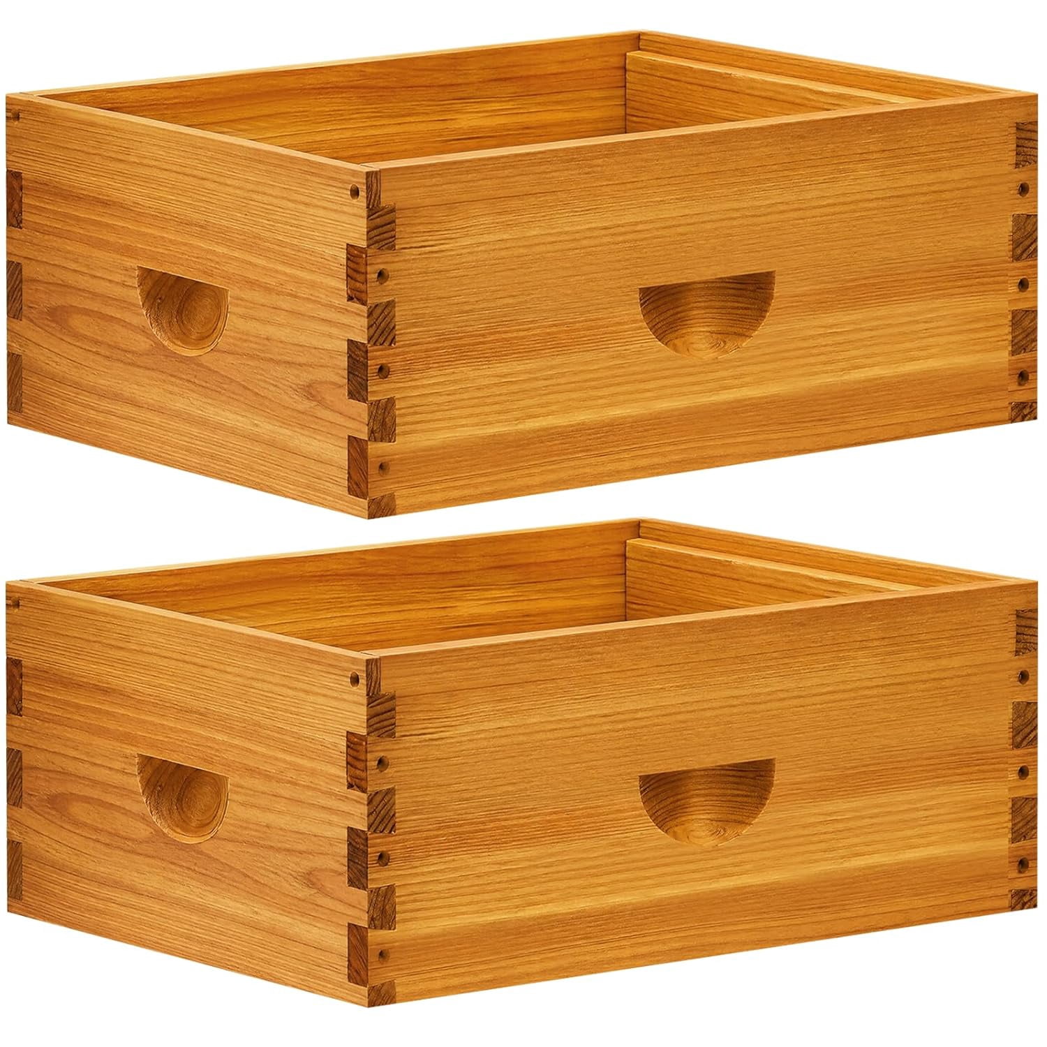 2 PACK 10-Frame Langstroth Beehive Medium Super Boxes, Beeswax Coated ...