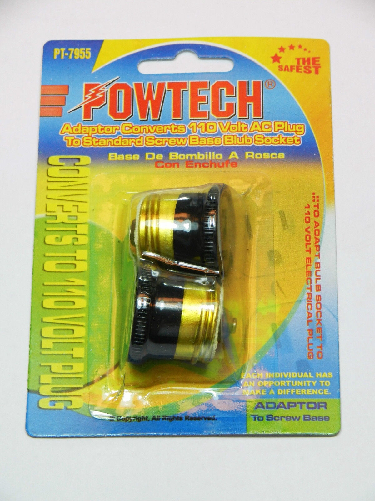 2 PACK 110 V AC PLUG TO STANDARD SCREW BASE BULB SOCKET ADAPTOR ...