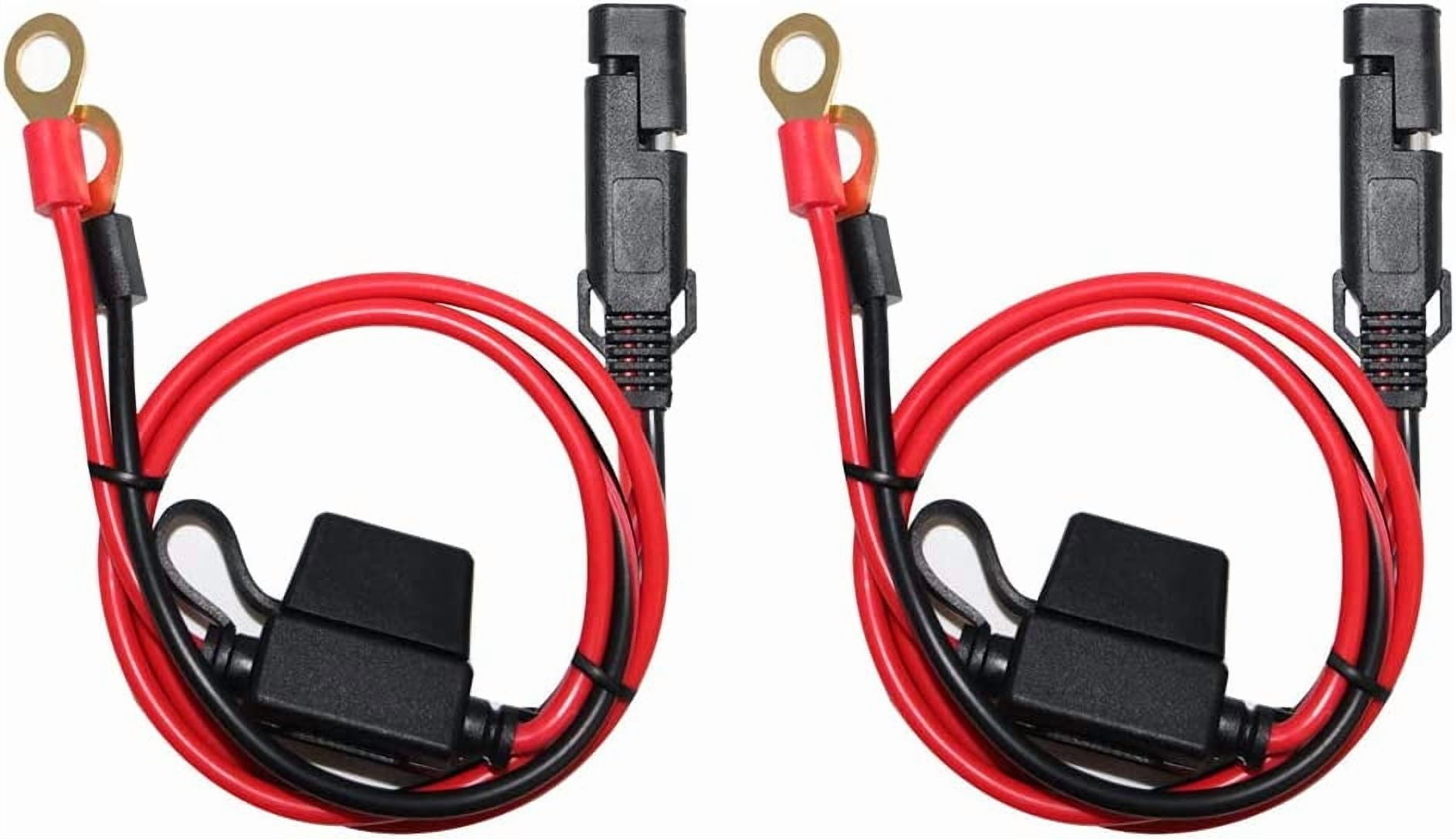 [2 PACK] 2FT Motorcycle Battery Charger Cord, Sae to O Ring Terminal ...