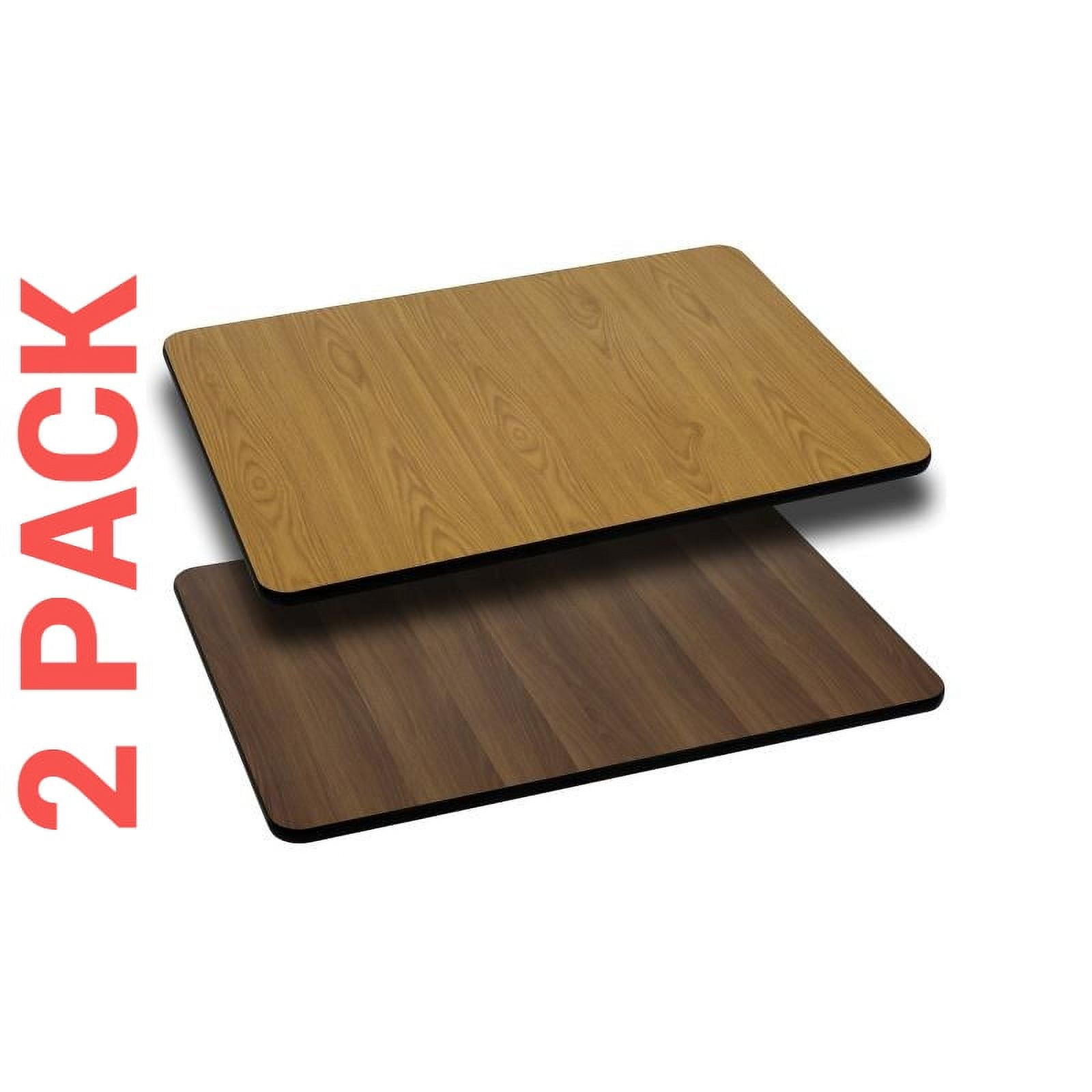 2 PACK 30'' x 48" Rectangular Restaurant Table Top with Natural/Walnut ...