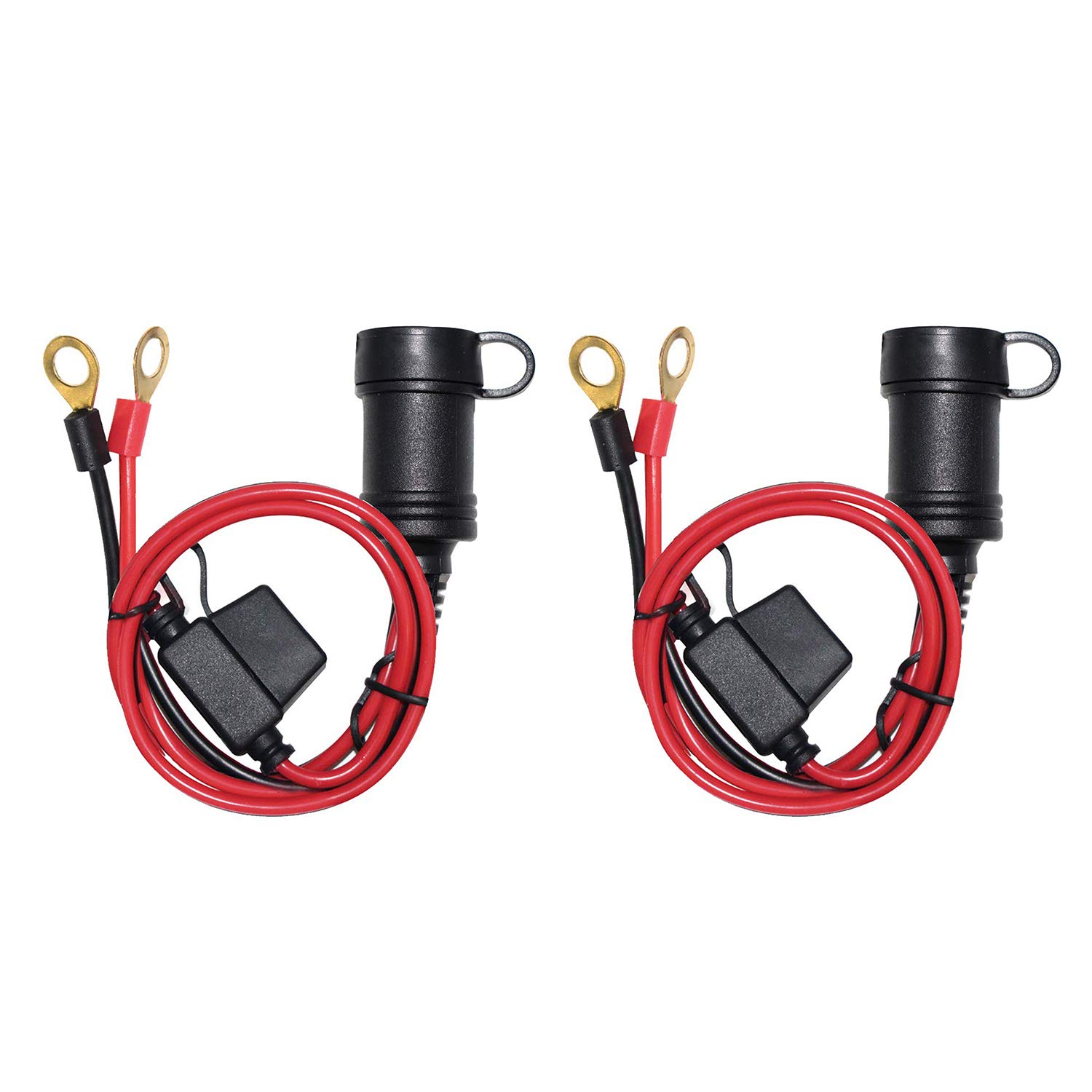[2 PACK] 3FT 12V Female Socket Battery Eyelet Ring Terminal 12volt ...