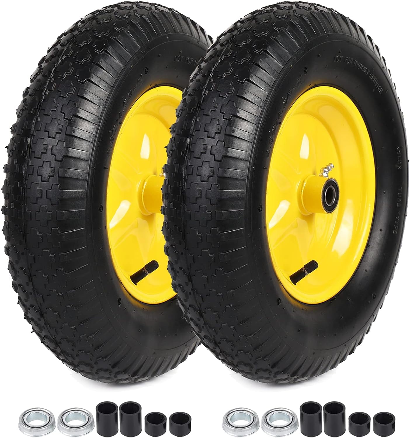2-PACK) 4.80/4.00-8" Tire and Wheel, 16" Pneumatic Wheels with 3/4 ...