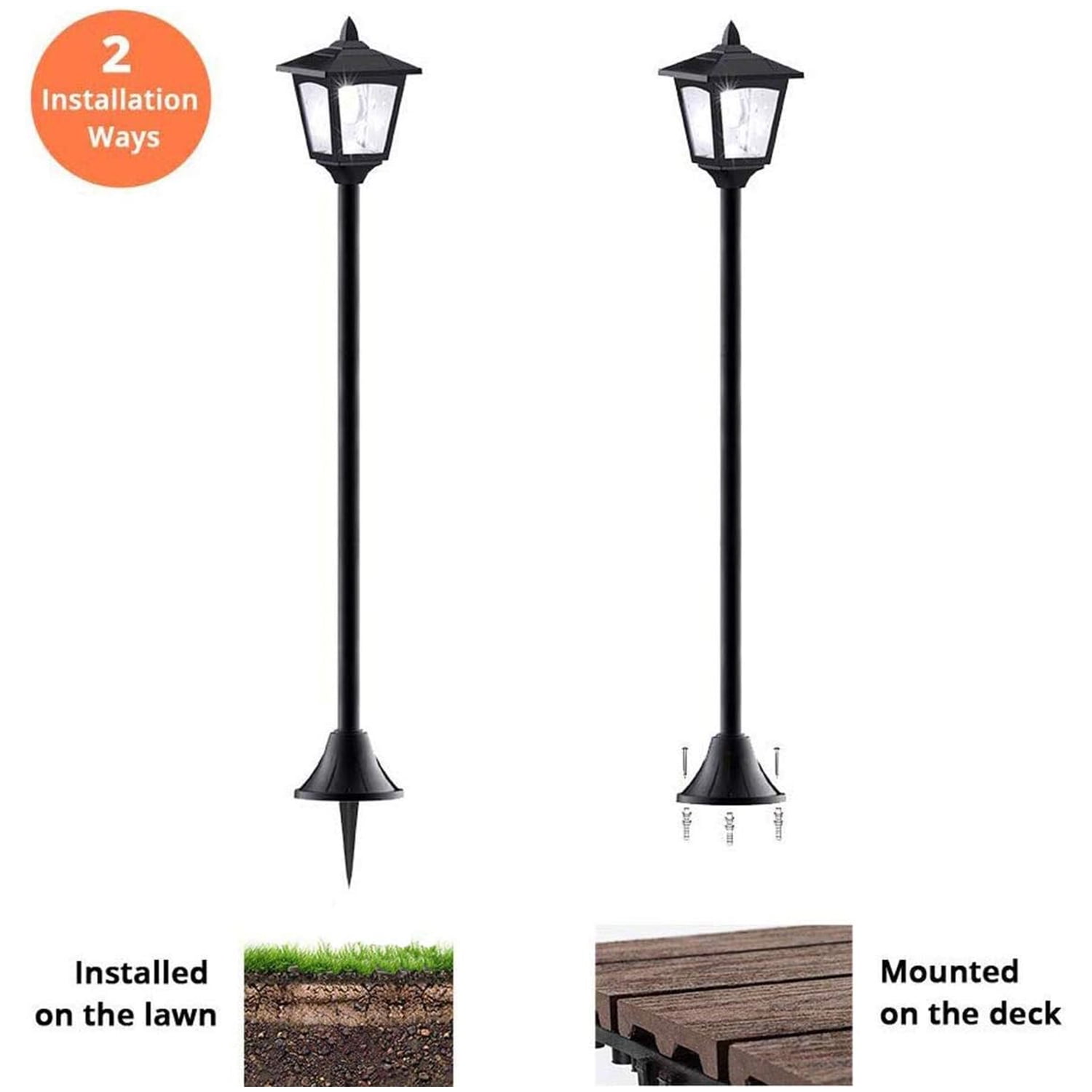 2 PACK 40 Inches Mini Solar Lamp Post Lights Outdoor, Solar Powered ...
